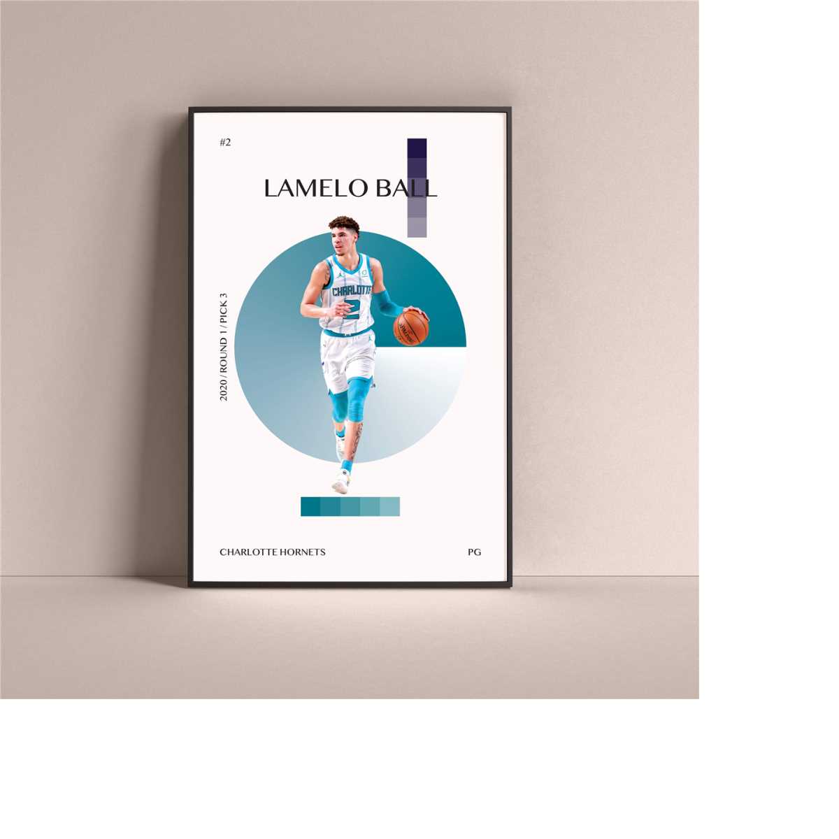 LaMelo Ball Poster, Charlotte Hornets Art Print Minimalist B | Inspire ...