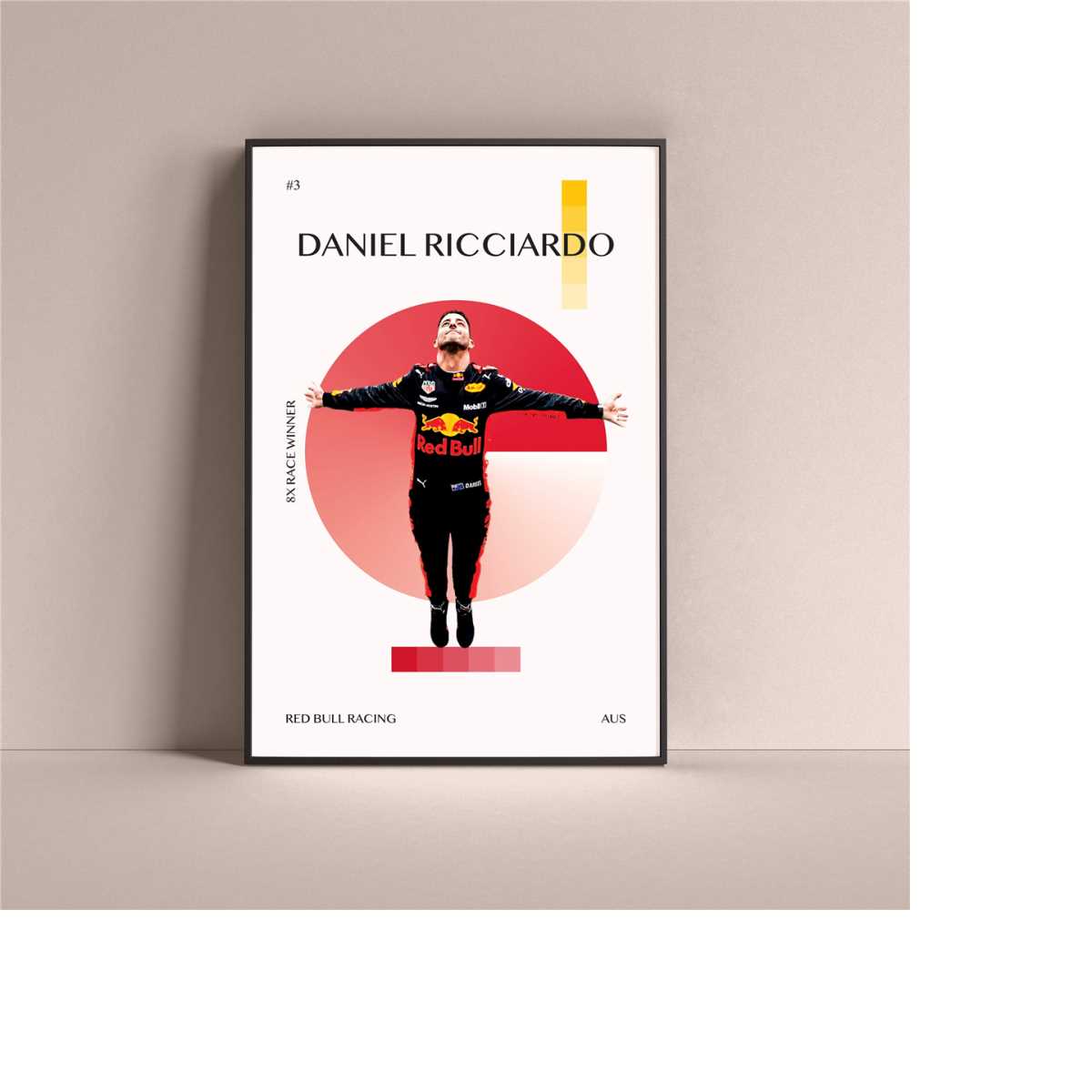 Daniel Ricciardo Poster, Red Bull Racing Art Print Minimalis - Inspire ...