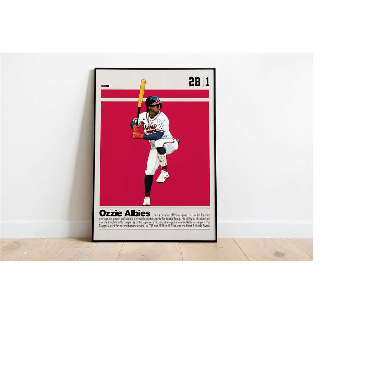 Digital Poster of Ozzie Albies Poster for Sports Fan Wall Ar | Inspire Uplift