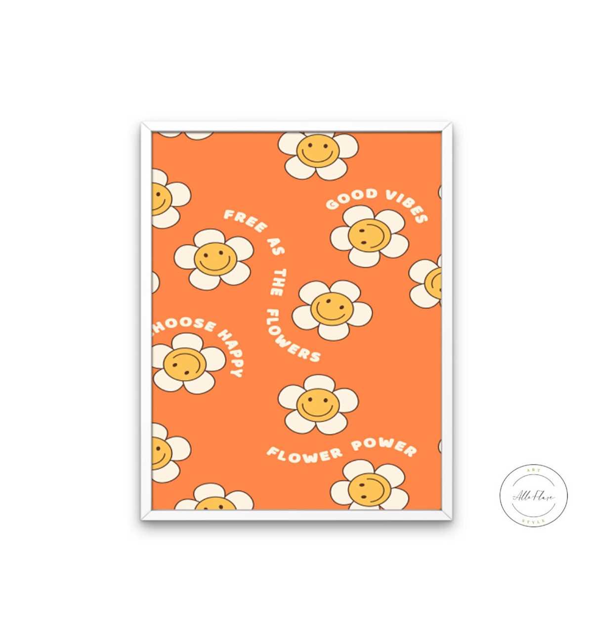 Flower power decor DIGITAL PRINT, good vibes only, | Inspire Uplift
