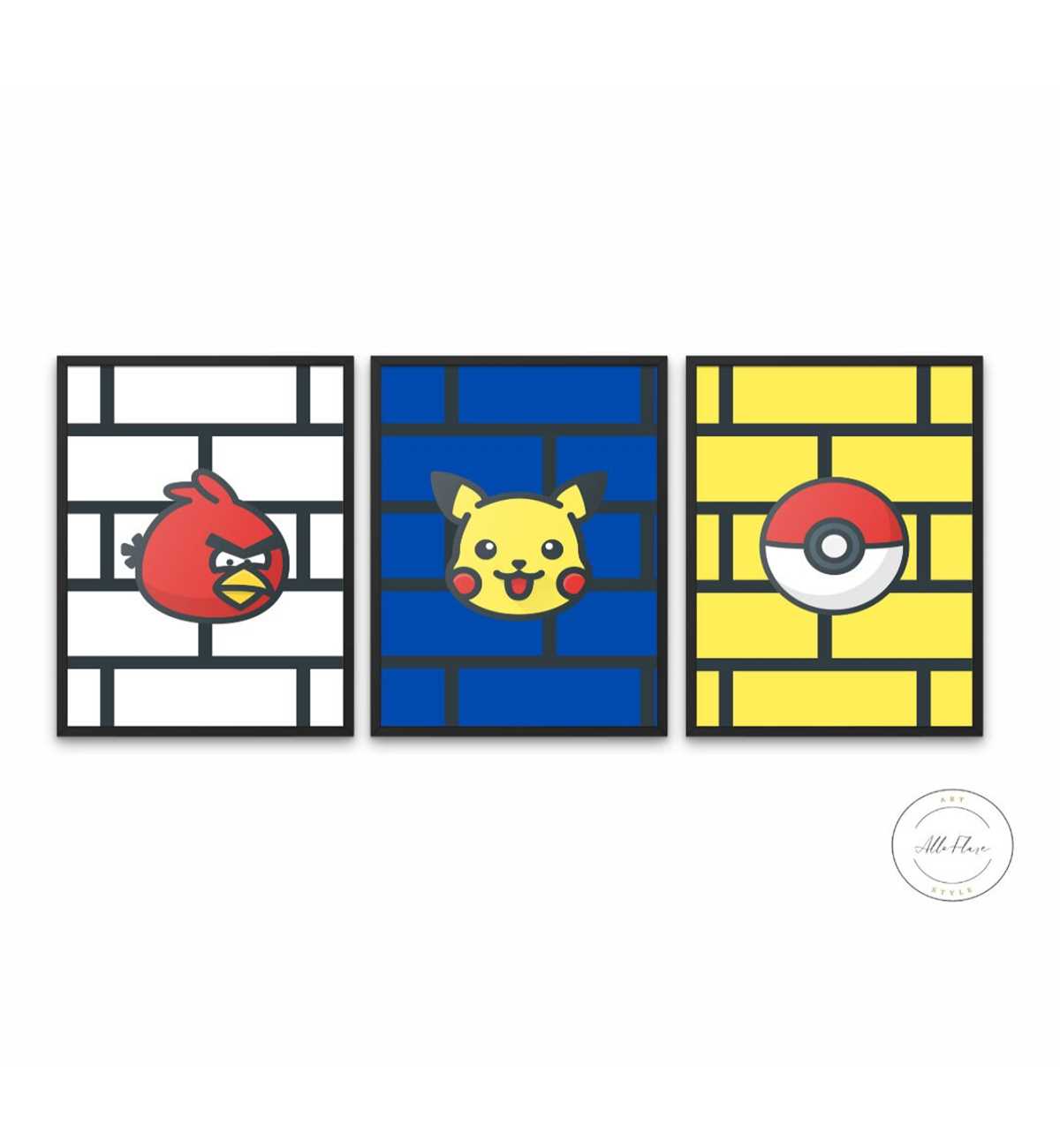 Angry Bird Pokemon Poster Set of 3 PRINTABLE, | Inspire Uplift