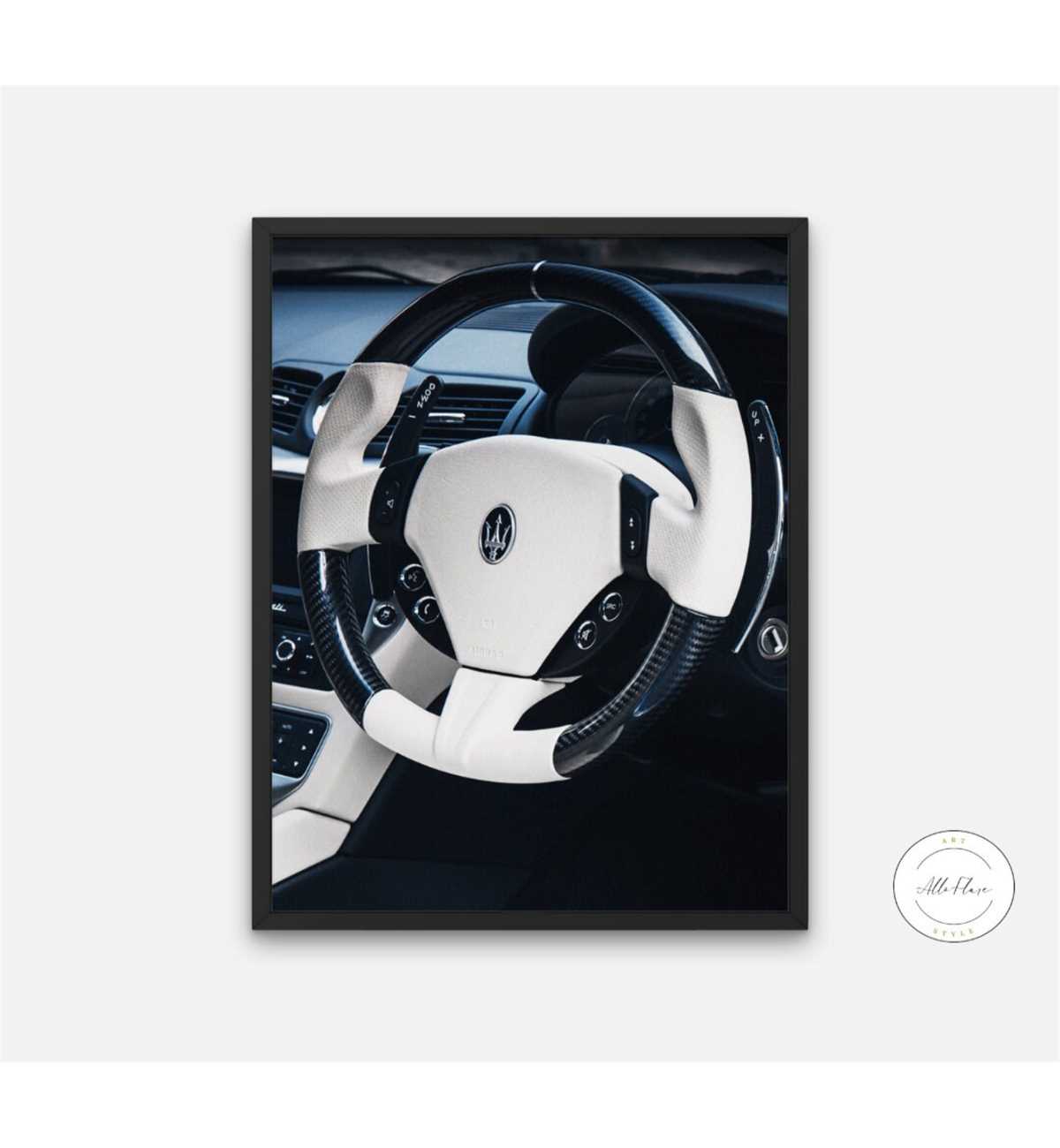 Black & White Steering Wheel Poster INSTANT DOWNLOAD, | Inspire Uplift