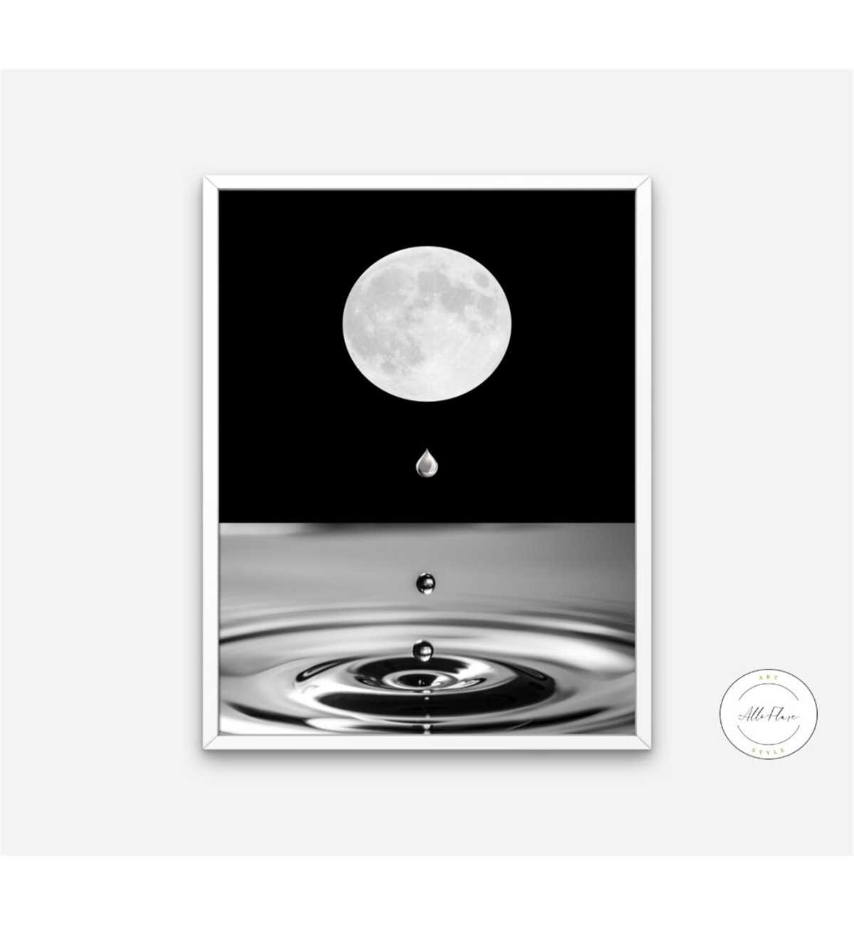 Silver Full Moon Poster INSTANT DOWNLOAD, Indie wall | Inspire Uplift