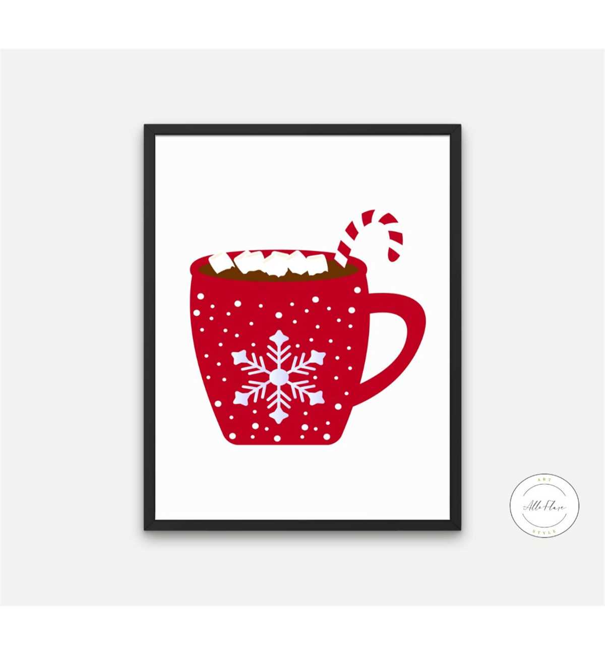 Christmas Hot Cocoa Mug DIGITAL PRINT, winter illustration - Inspire Uplift