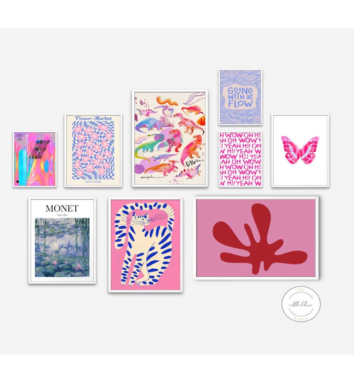 Preppy Maximalist Gallery Wall Mix Set of 9 | Inspire Uplift