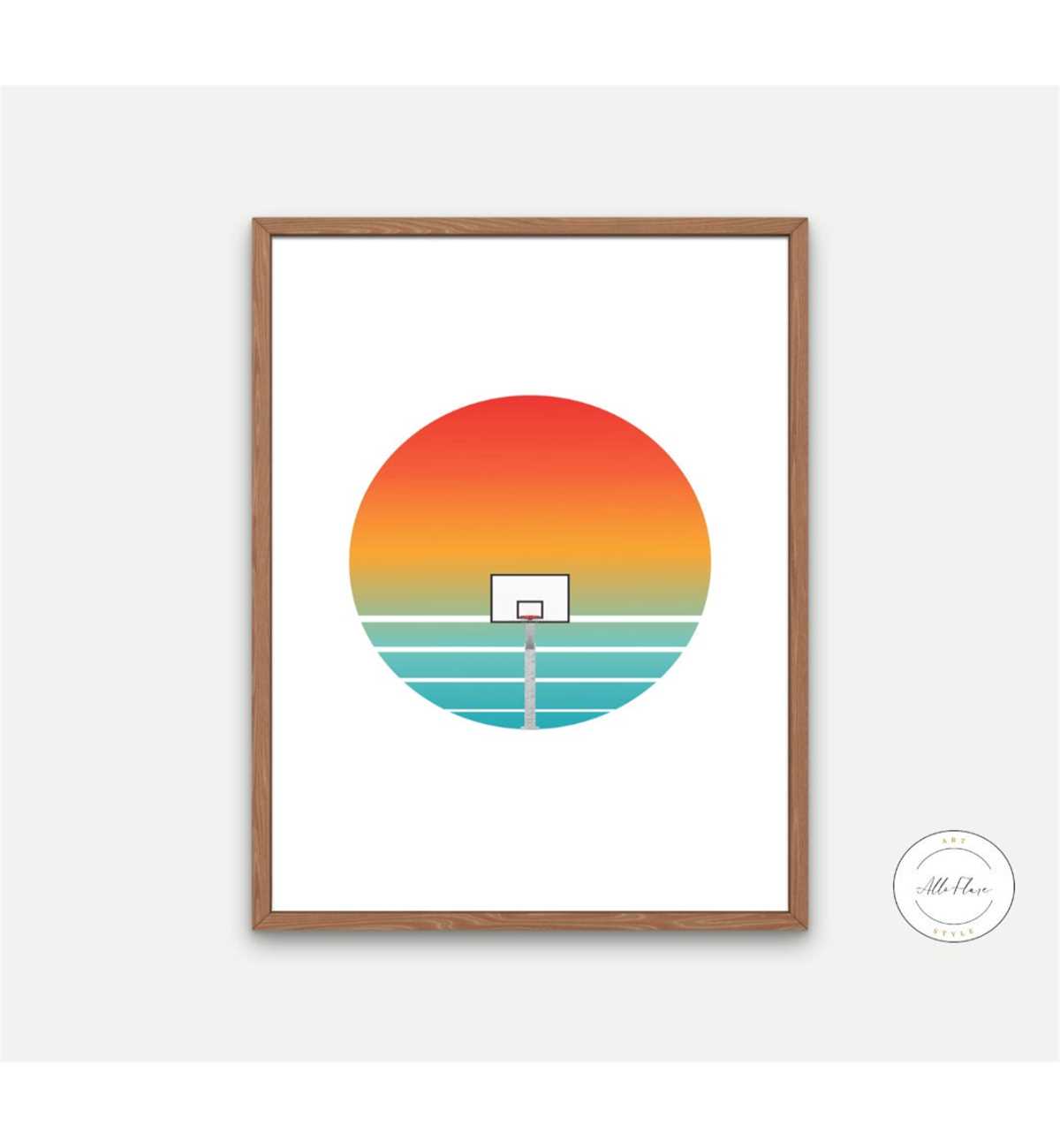 Retro Basketball Poster PRINTABLE, California Sunset poster, | Inspire ...