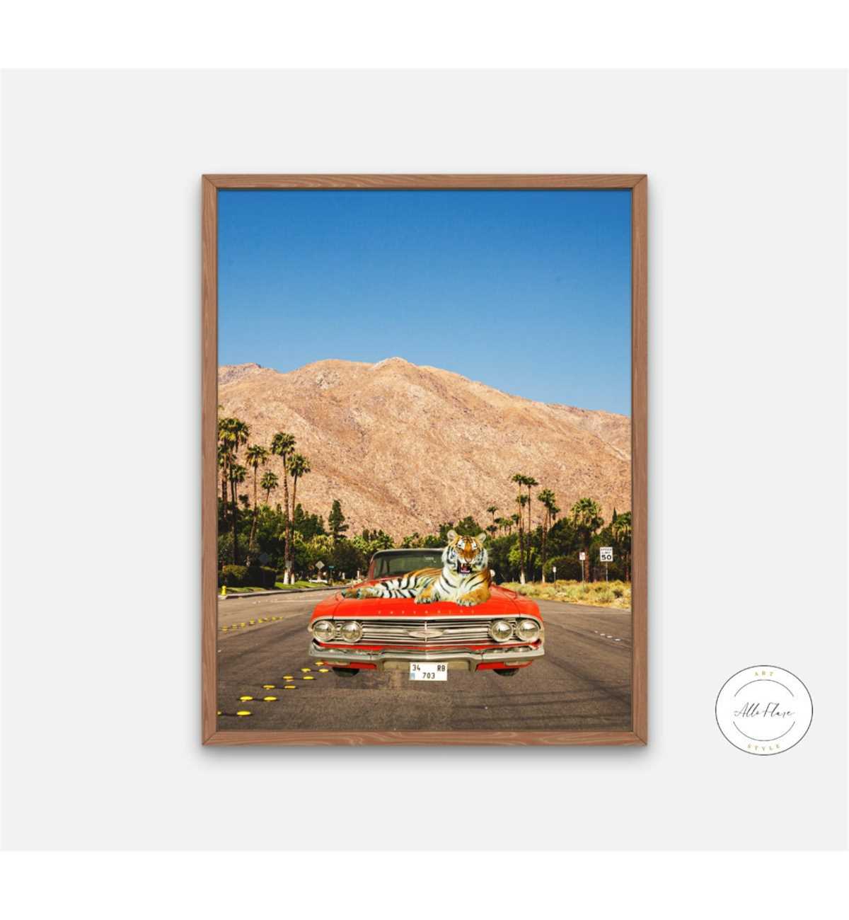 Tiger on Camaro phytography DIGITAL PRINT, Desert poster, | Inspire Uplift