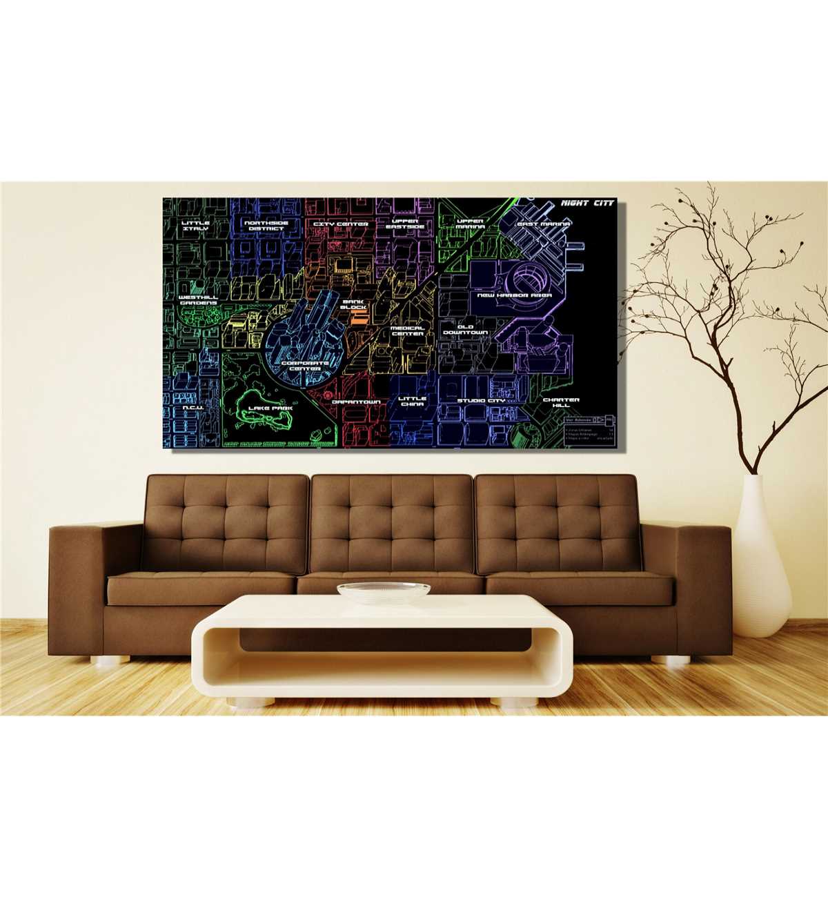 Cyberpunk City map Canvas ,map Wall Art,Cyberpunk City | Inspire Uplift
