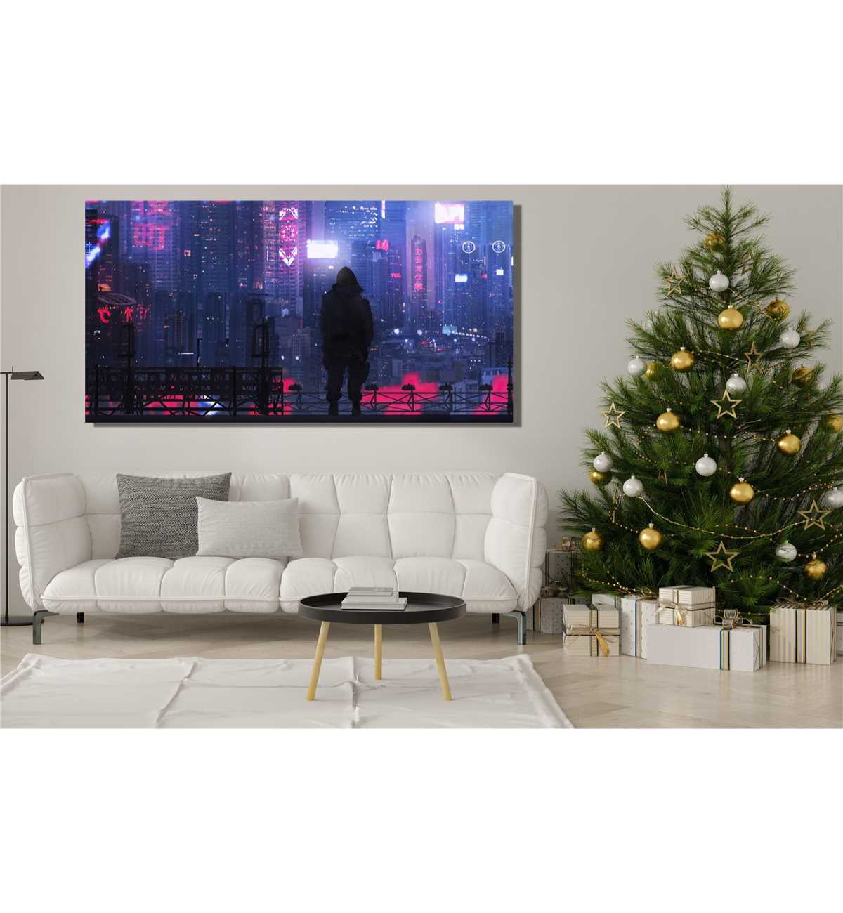 Cyberpunk City Canvas Wall Art,Cyberpunk City Poster, Neo - Inspire Uplift