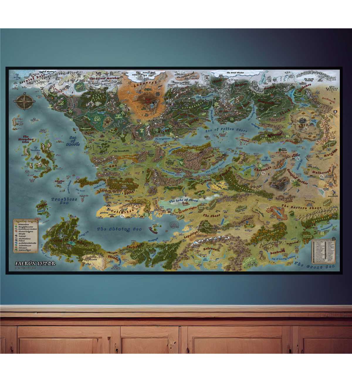 Dungeons and Dragons Forgotten Realms Faerun Map Poster, | Inspire Uplift