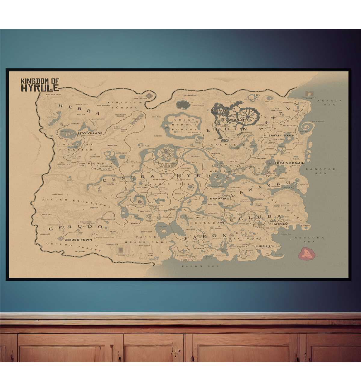 The Legend of Zelda Hyrule Map Poster, Canvas | Inspire Uplift
