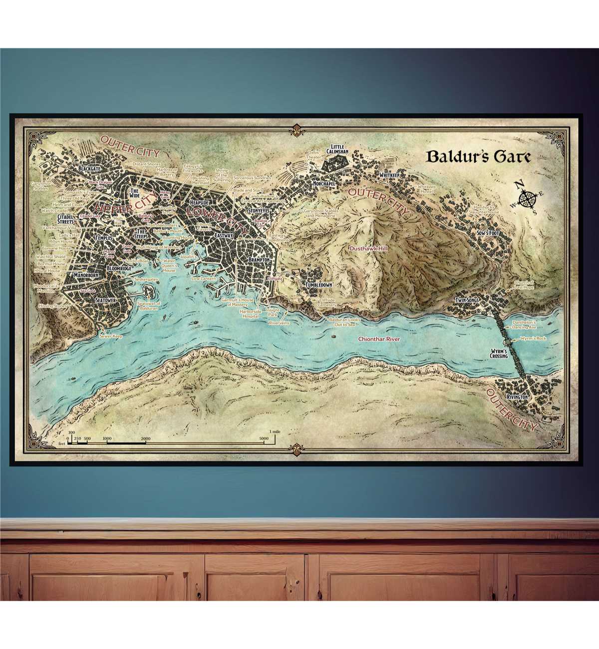 Map of Baldur's Gate D&D Poster, Canvas Wall | Inspire Uplift