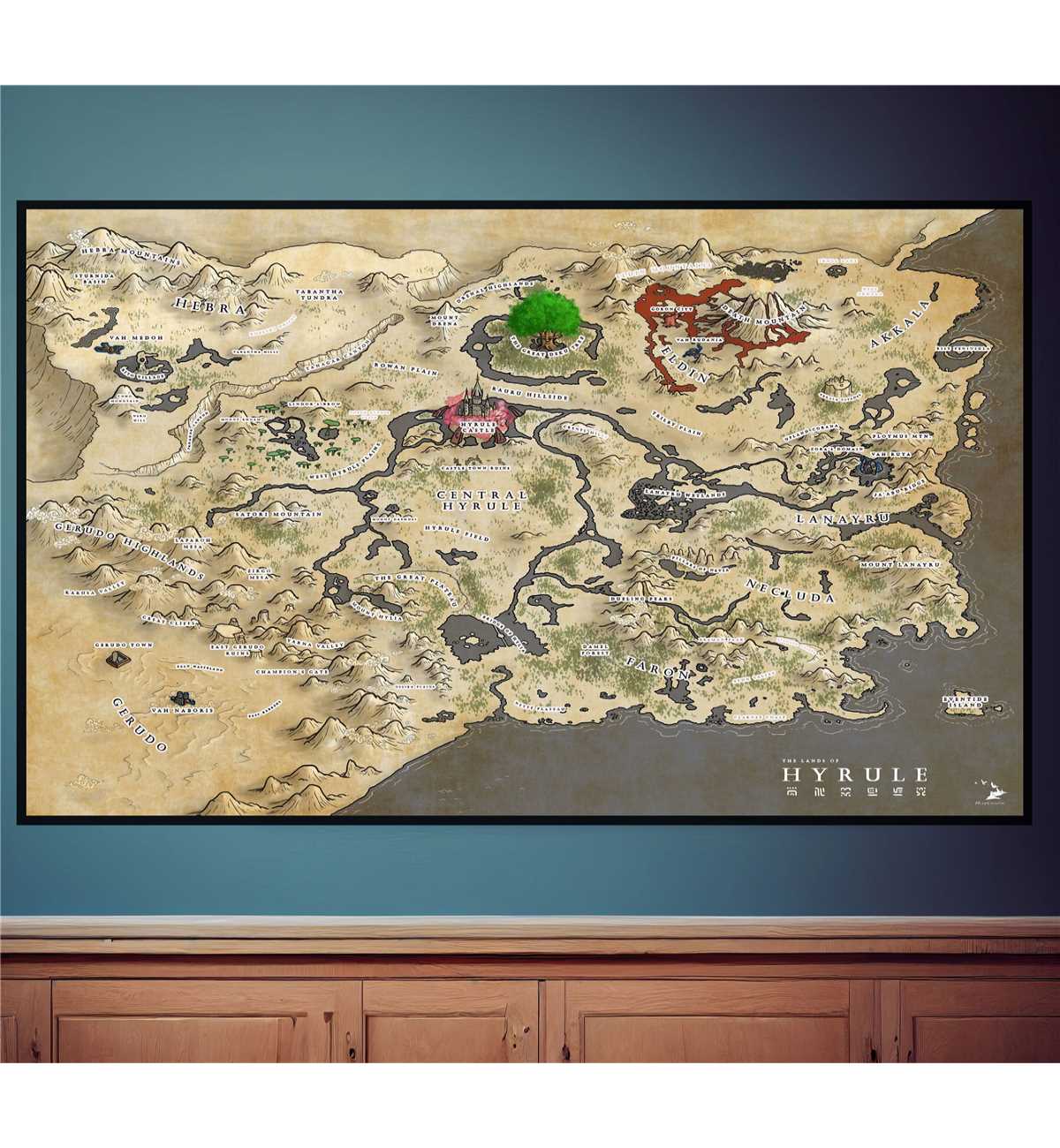 The Legend of Zelda Hyrule Map Poster, Canvas | Inspire Uplift