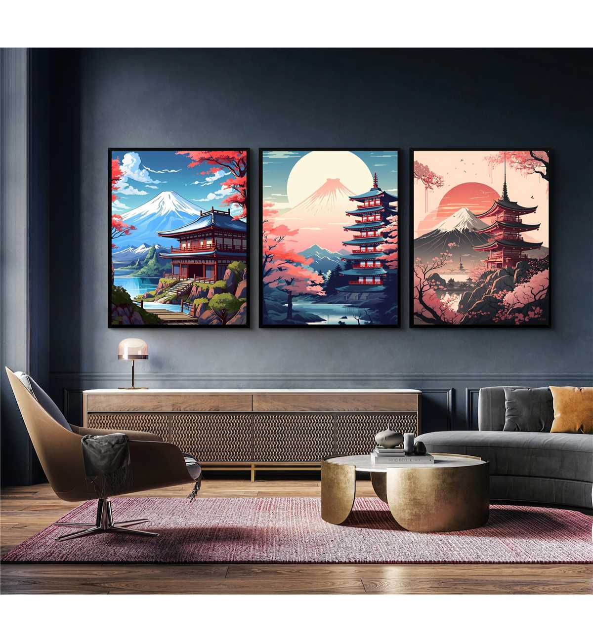 Japanese Temple Art Poster, Japanese Landscape Wall Art, - Inspire Uplift