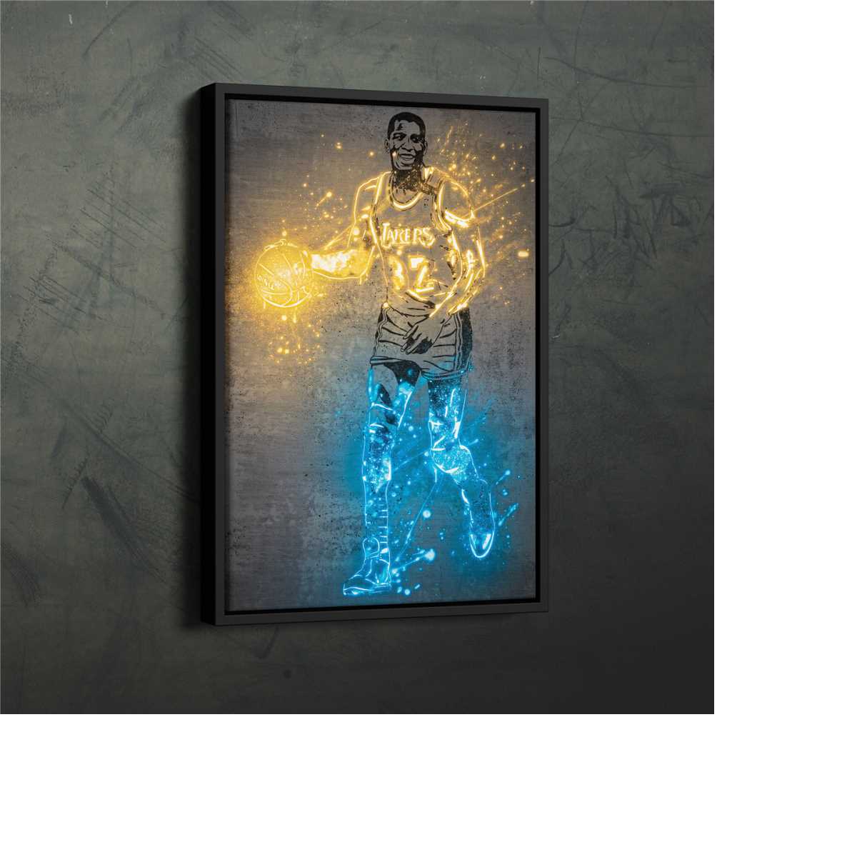 Magic Johnson Poster Neon Splash Los Angeles Lakers NBA Fram | Inspire ...