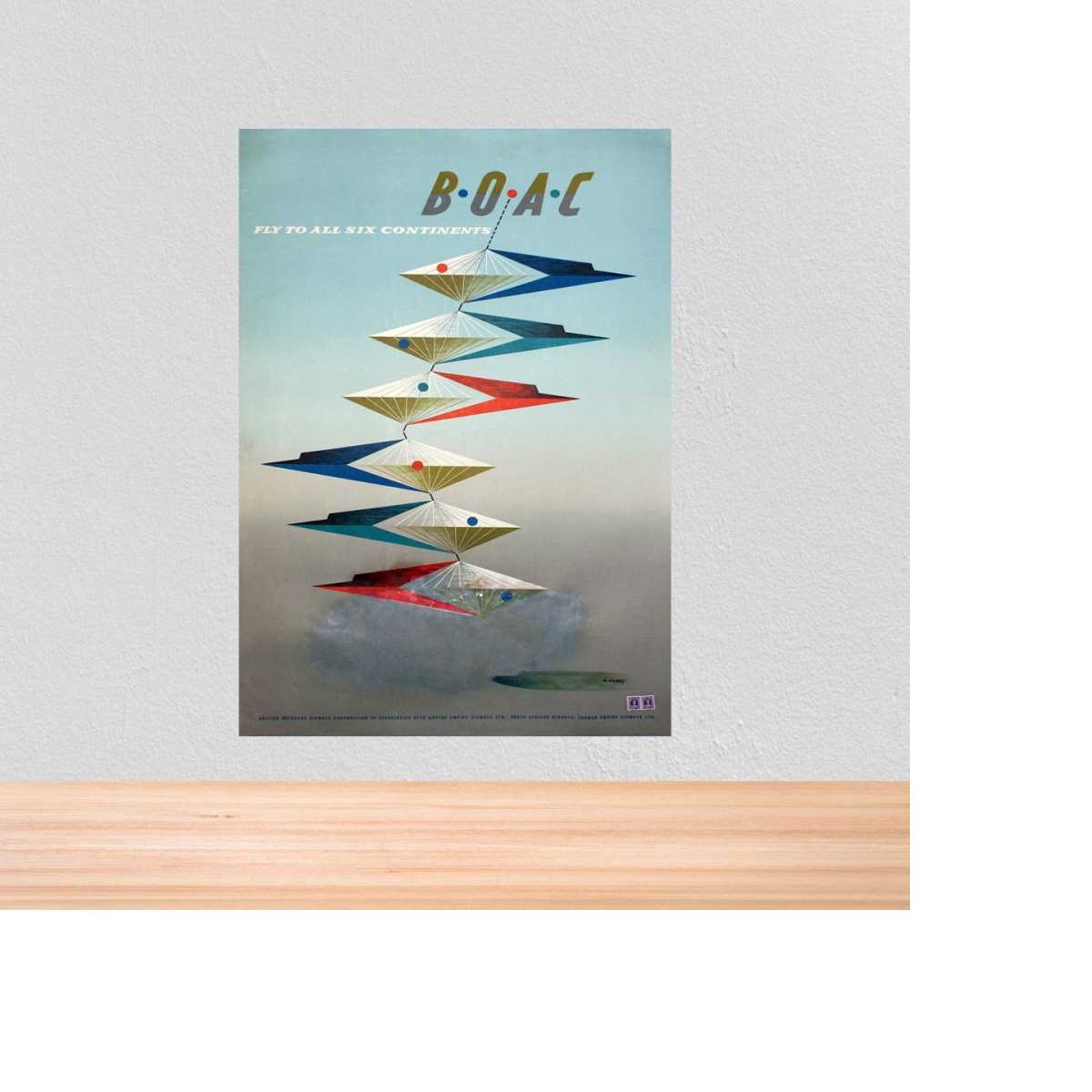 Vintage Travel Poster BOAC Airline Poster, A4, A3, 12x16, 12 | Inspire ...