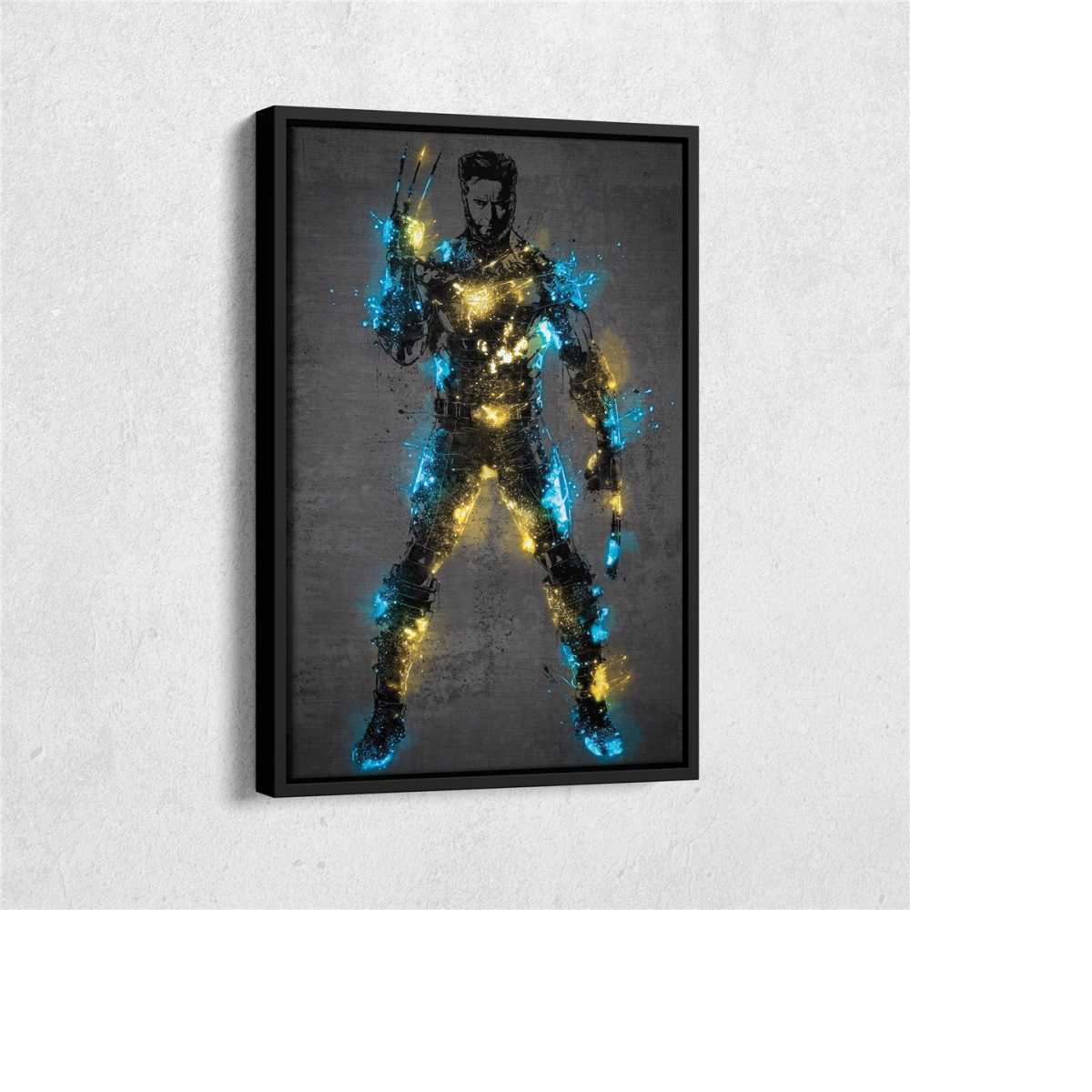 Wolverine Poster Neon Splash Marvel Comics Framed Canvas Wal | Inspire ...