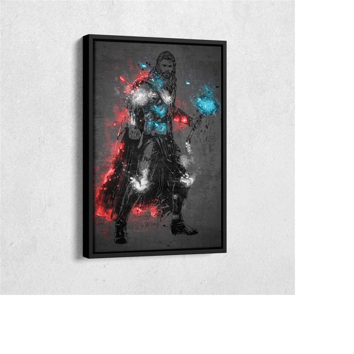 Thor Poster Neon Splash Marvel Comics Framed Canvas Wall Art | Inspire ...