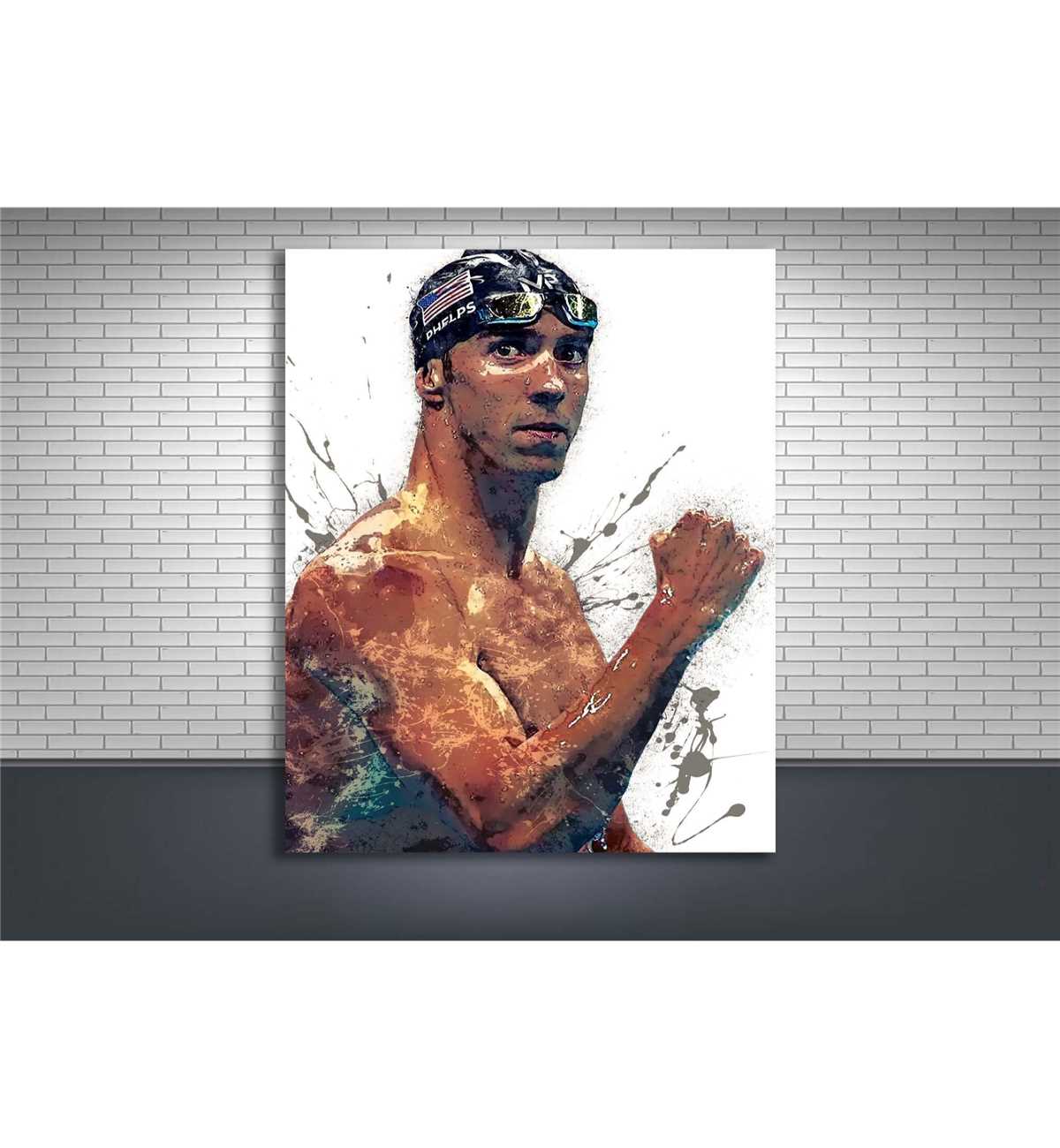 Michael Phelps Poster, Gallery Canvas Wrap, Man Cave, - Inspire Uplift