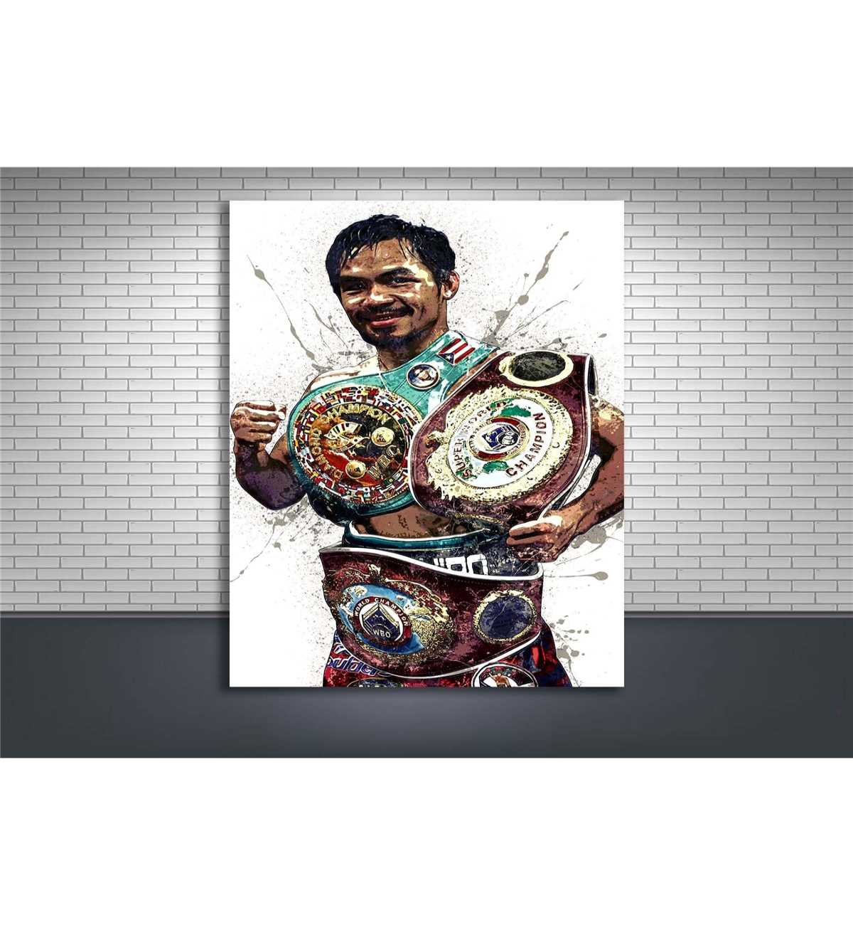 Manny Pacquiao Poster, Championship Belts, Gallery Canvas Wr | Inspire ...