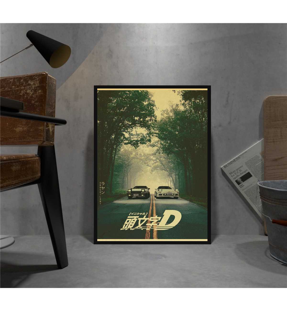 Initial D Anime Retro Wall Art Kraft Paper | Inspire Uplift