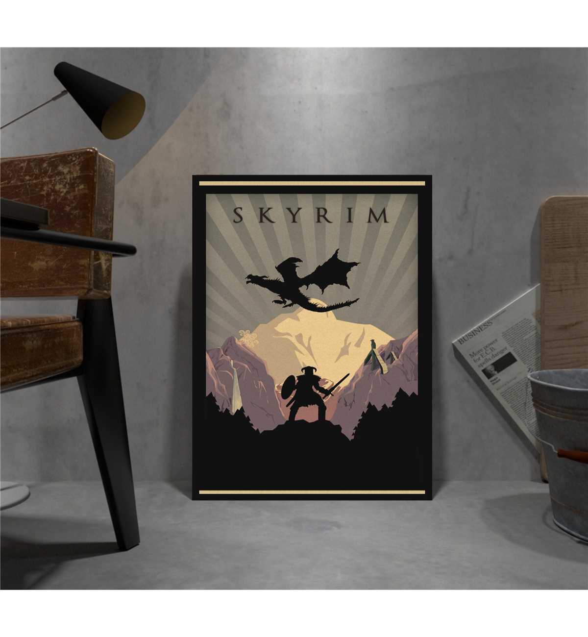 Elder Scrolls Skyrim Poster, Kraft Paper Print, Movie | Inspire Uplift