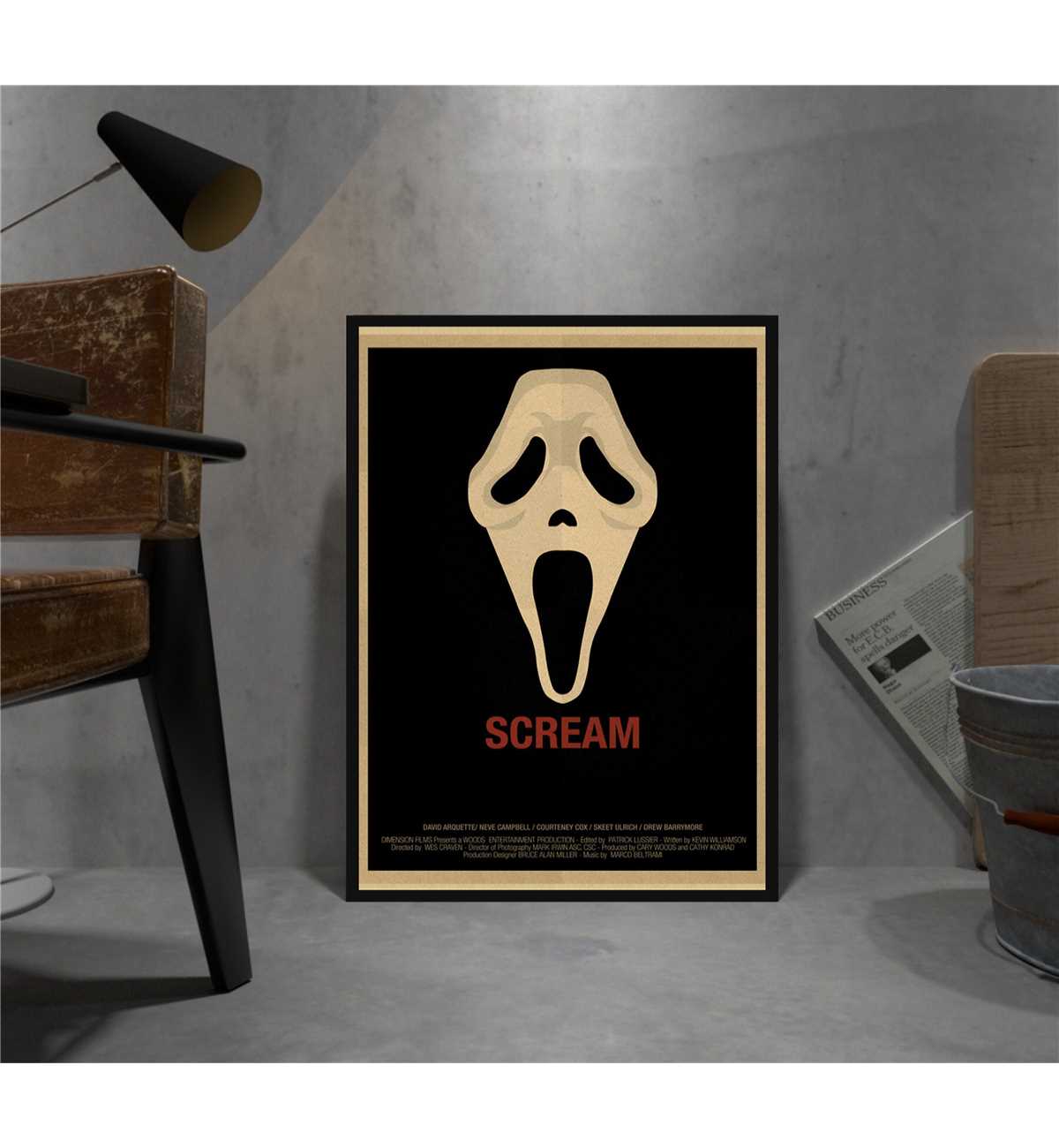 Scream Retro Poster, Kraft Paper Print, Movie Wall | Inspire Uplift