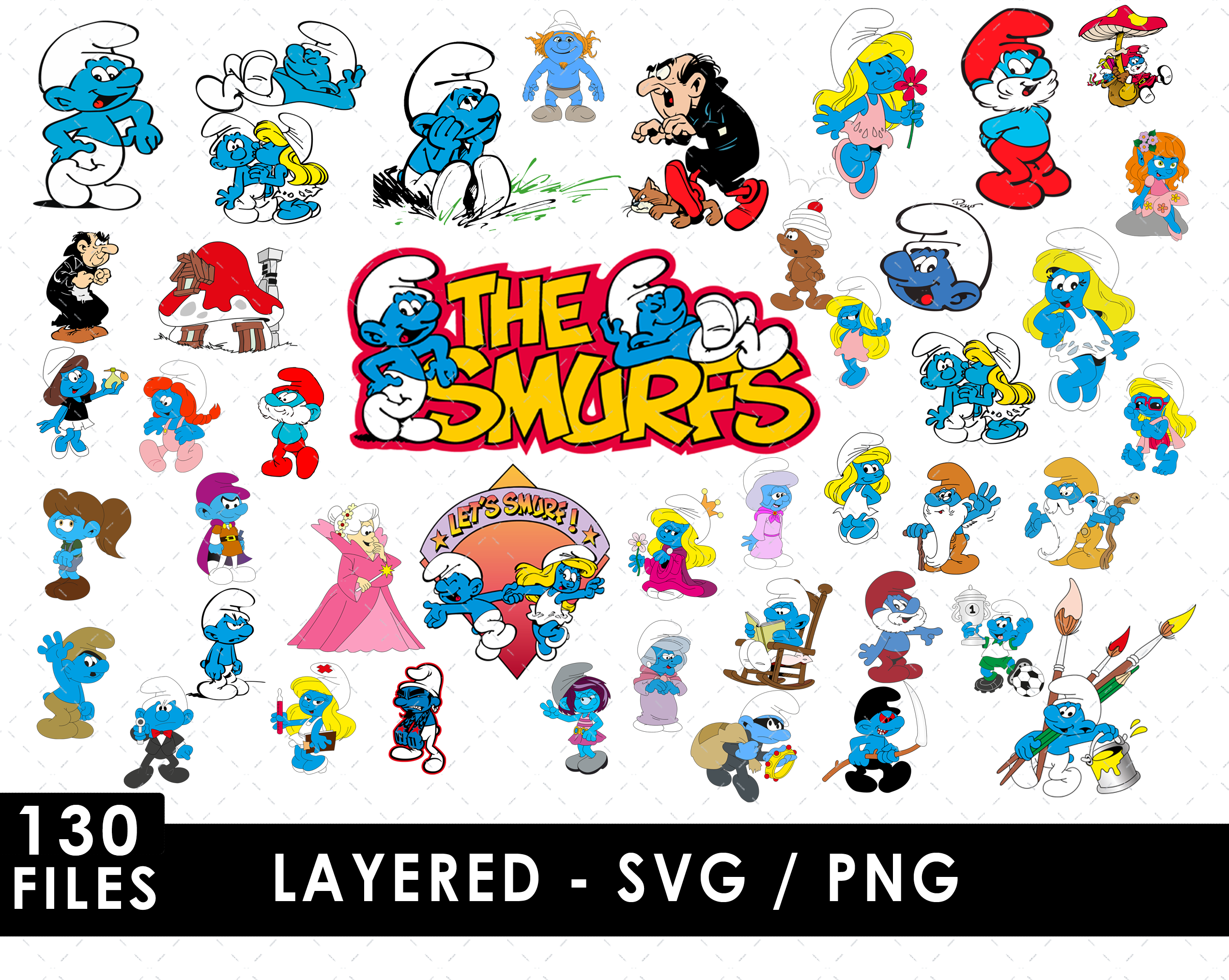 Smurfs Svg Files, Smurfs Png Files, Vector Png Images, SVG C - Inspire ...