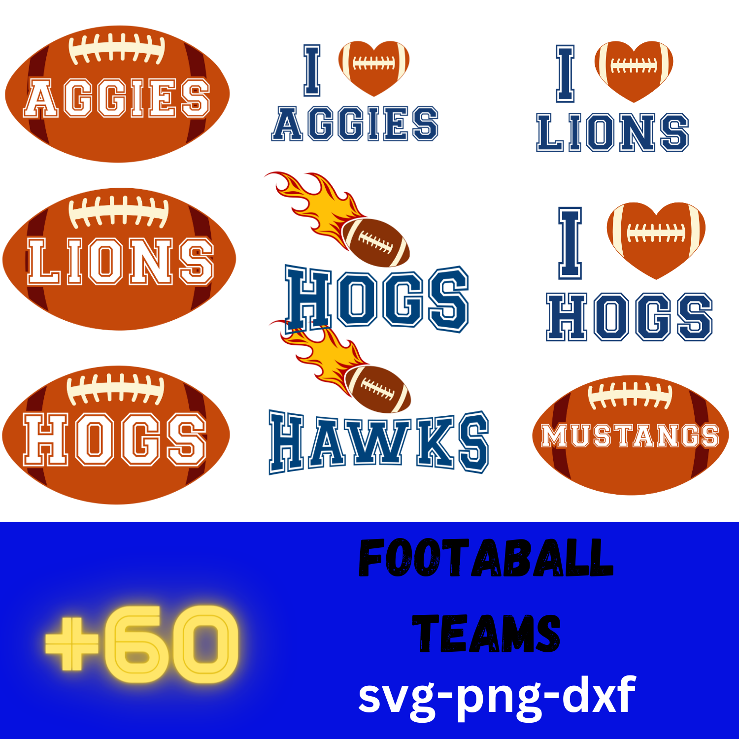 Footaball Teams Cut Files svg,png,dxf,60 files | Inspire Uplift