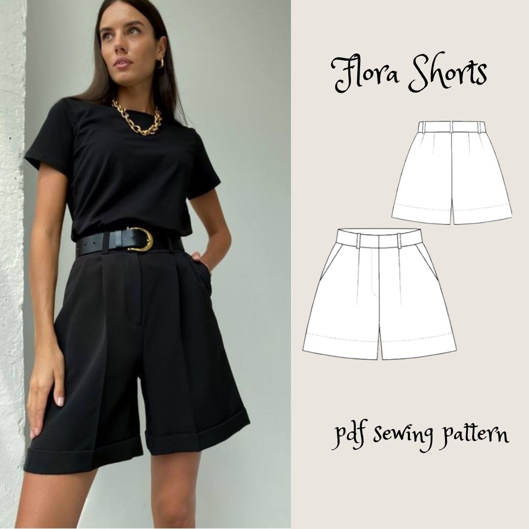 Flora Shorts sewing pattern - Wide Leg Pleated Shorts - PDF | Inspire ...