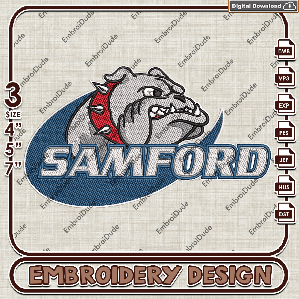 Samford Bulldogs, Machine Embroidery Files, Samford Bulldogs | Inspire ...