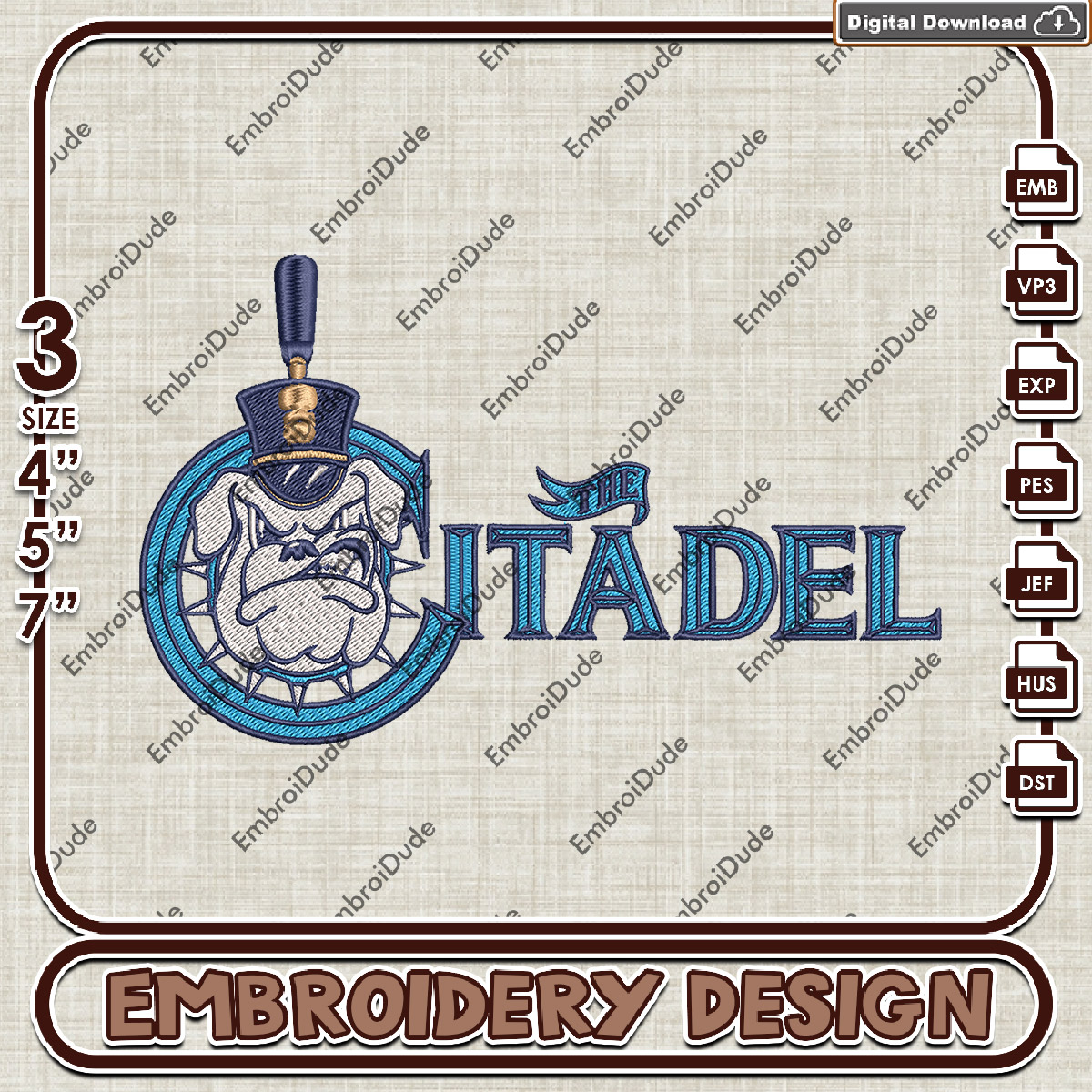 The Citadel Bulldogs, Machine Embroidery Files, The Citadel | Inspire ...