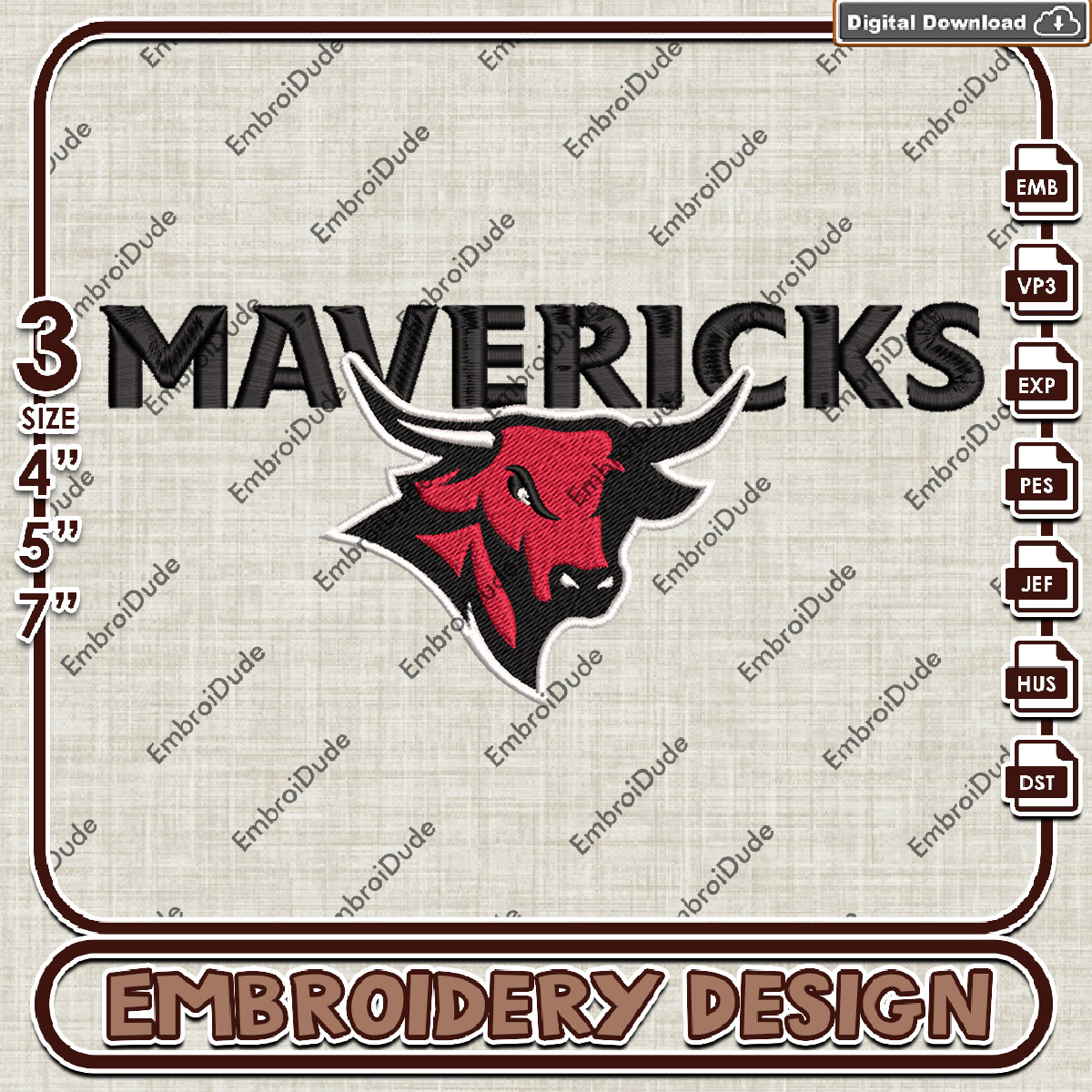 Omaha Mavericks, Embroidery Files, Omaha Mavericks Logo Embr | Inspire ...