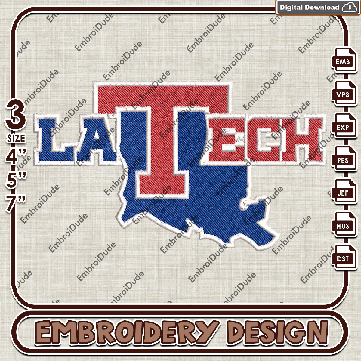 Louisiana Tech Bulldogs, Machine Embroidery Files, Louisian | Inspire ...