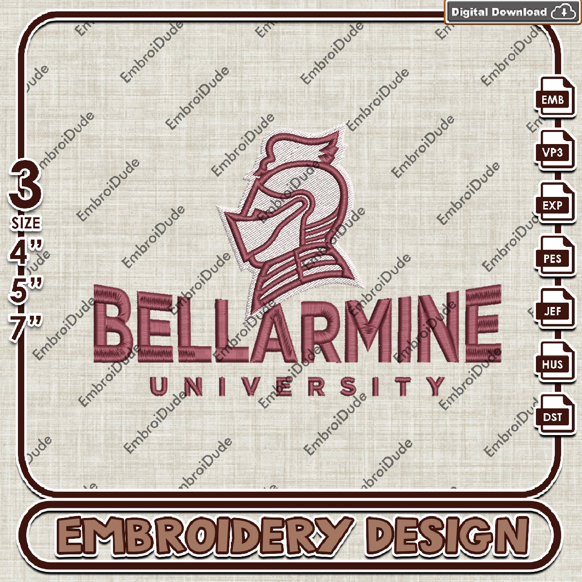 Bellarmine Knights Writing Logo embroidery design, NCAA Bell - Inspire ...