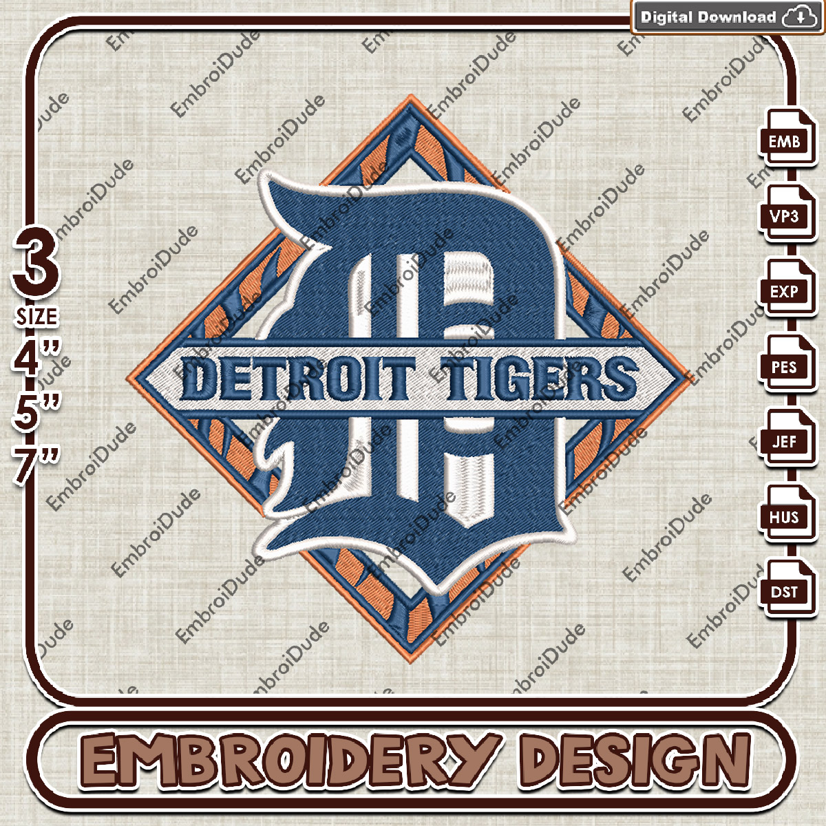 Detroit Tigers MLB Logo Embroidery design, MLB Logo Team emb | Inspire ...