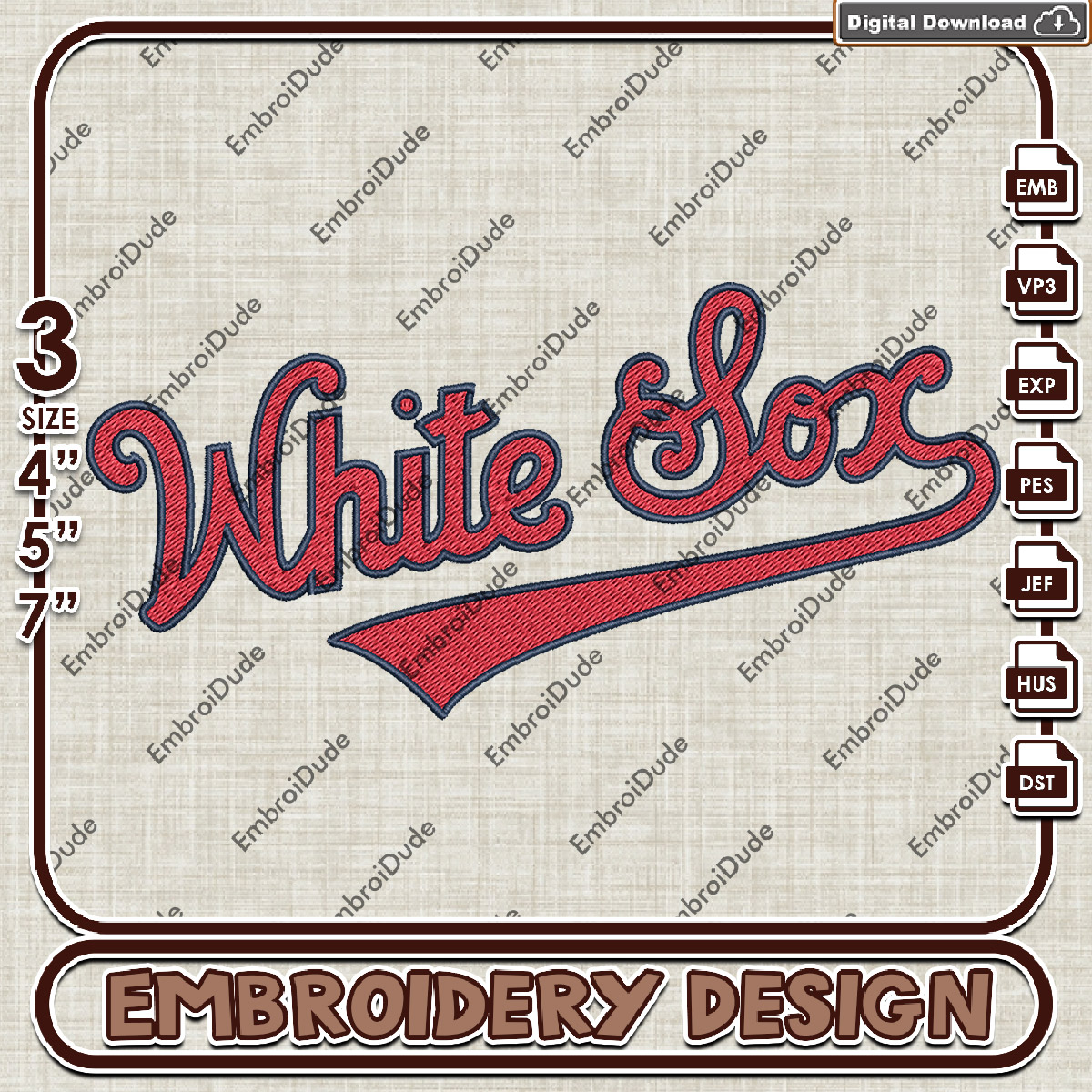 Chicago White Sox MLB Text Logo Embroidery design, MLB Logo | Inspire ...