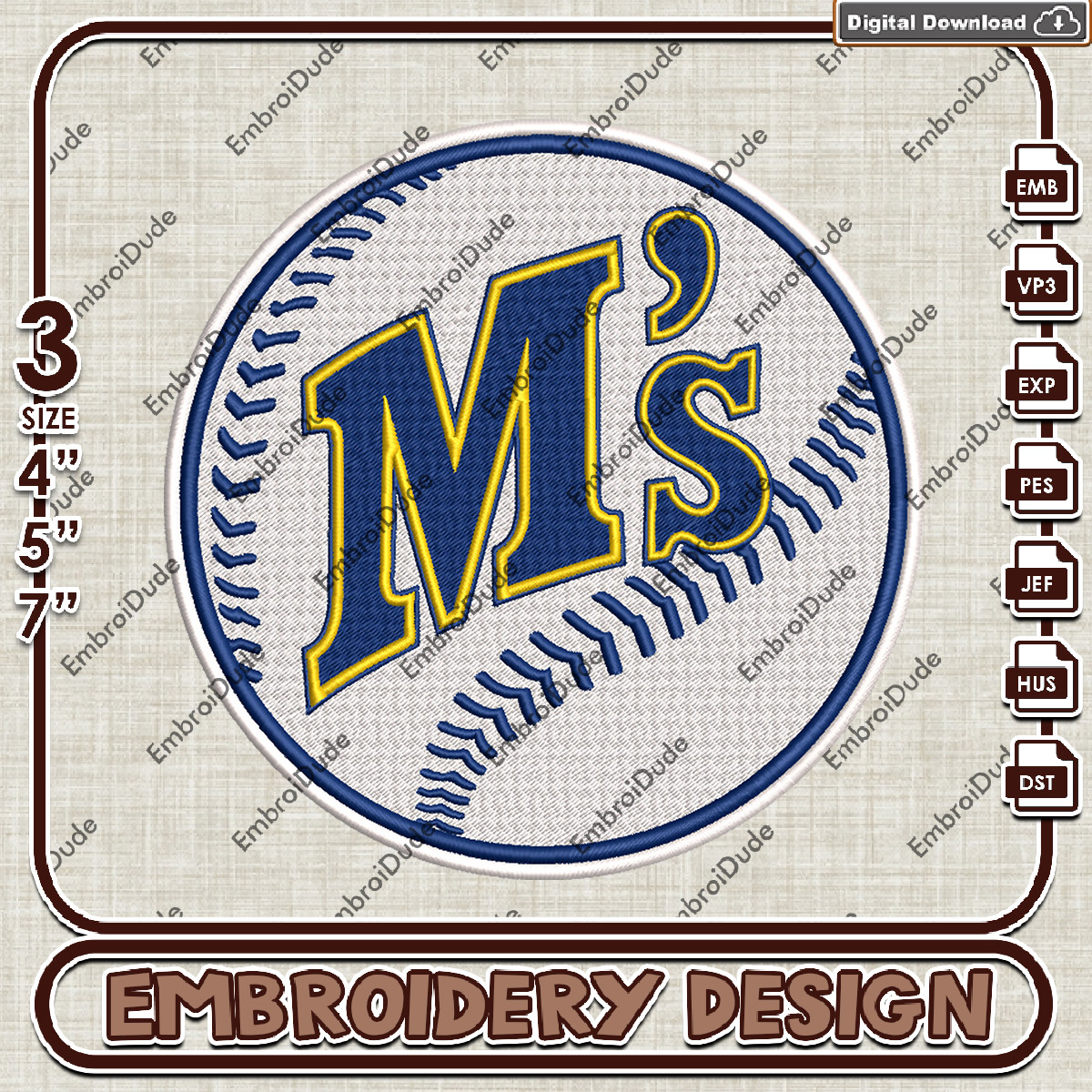 MLB Seattle Mariners Text Logo Embroidery design, Logo Team | Inspire ...