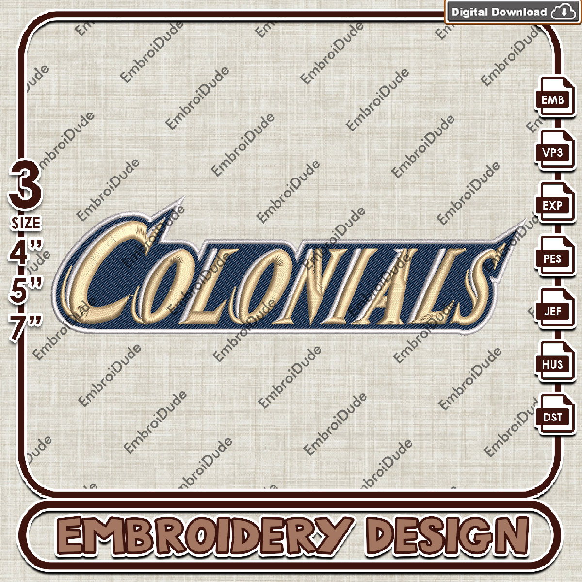 George Washington Colonials Logo Embroidery design ,NCAA Geo | Inspire ...