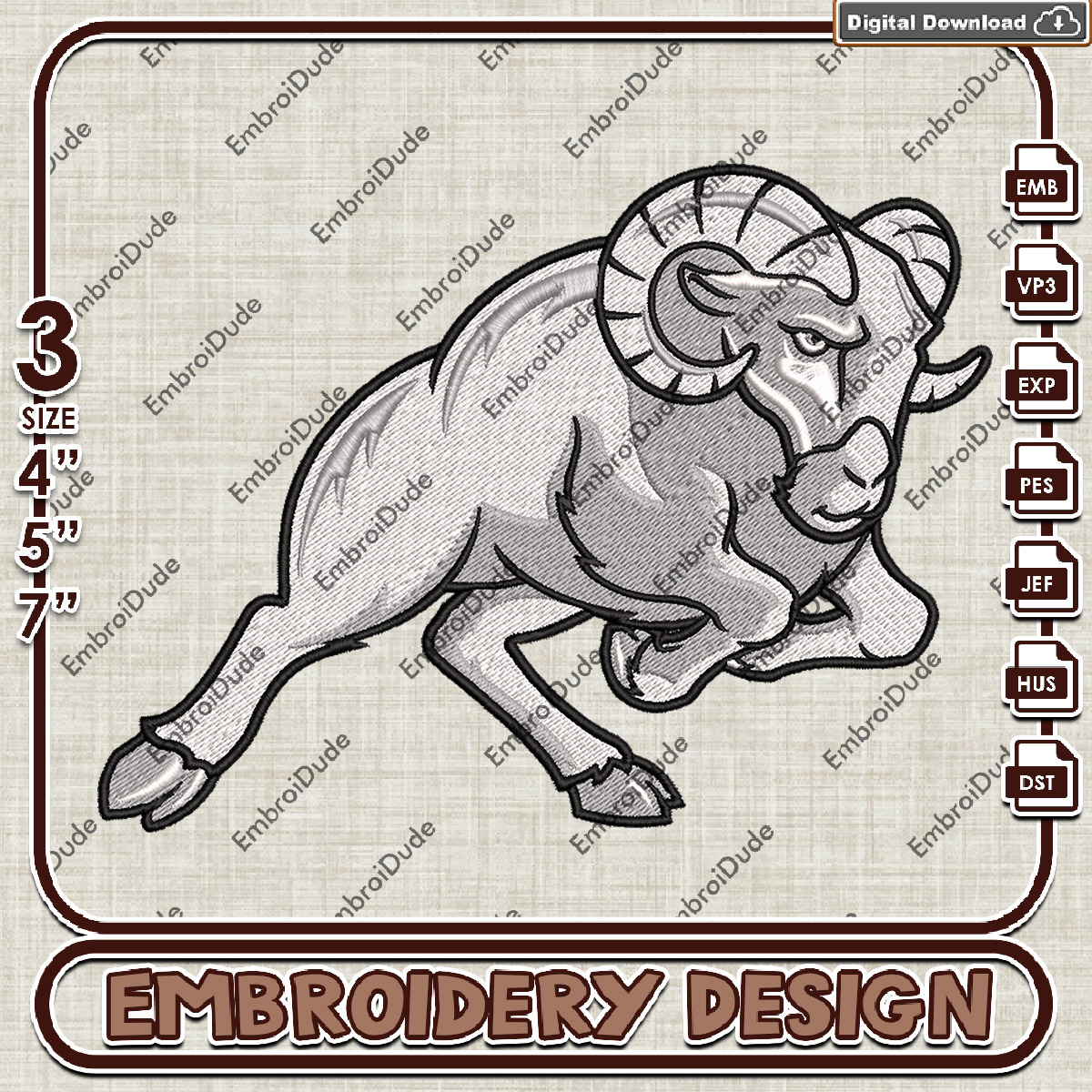 NCAA Fordham Rams Mascot Logo Embroidery design ,NCAA Fordha | Inspire ...
