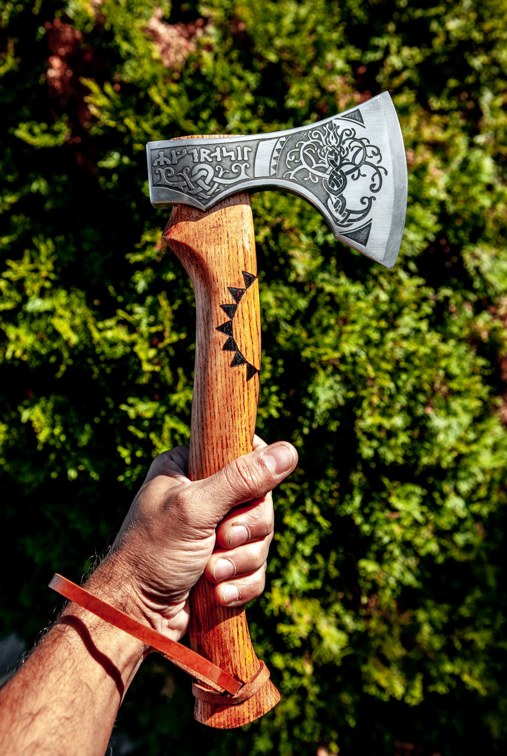 Handmade Axe with Head Engraved and Leather Sheath, Personal | Inspire ...