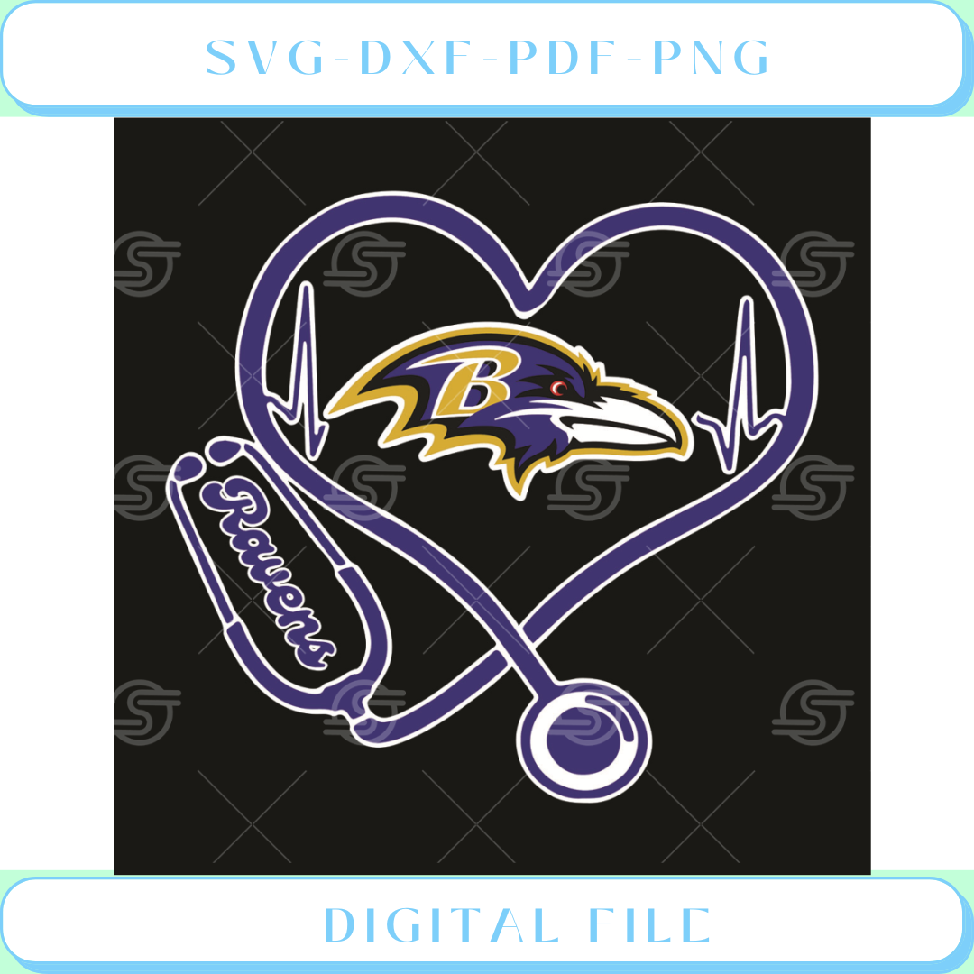 Baltimore Ravens Heart Stethoscope Svg Sport Svg, Baltimore | Inspire ...