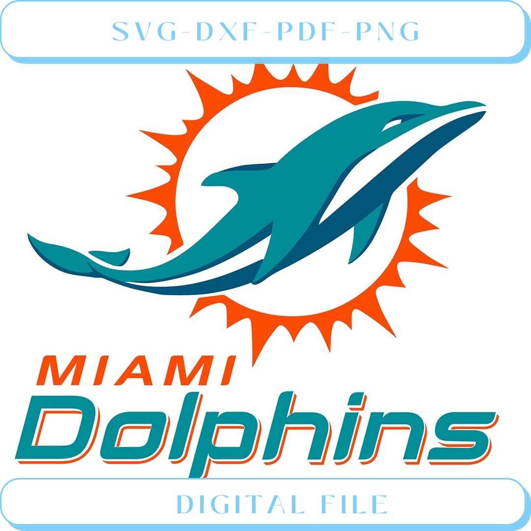 Miami Dolphins Logo & Wordmark SVG | Inspire Uplift
