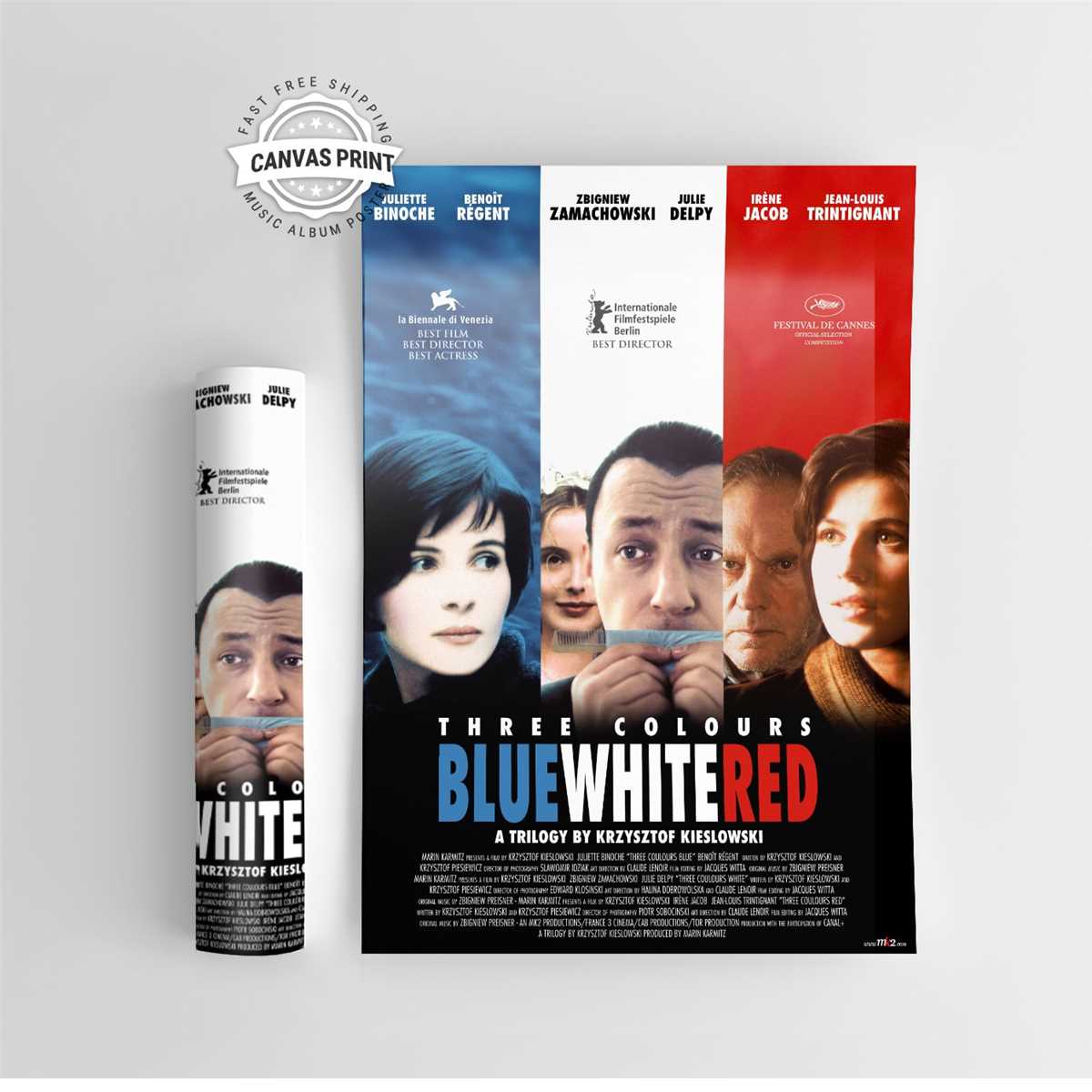 Three Colors Blue White Red Movie Poster / Wall Art / Room D - Inspire ...
