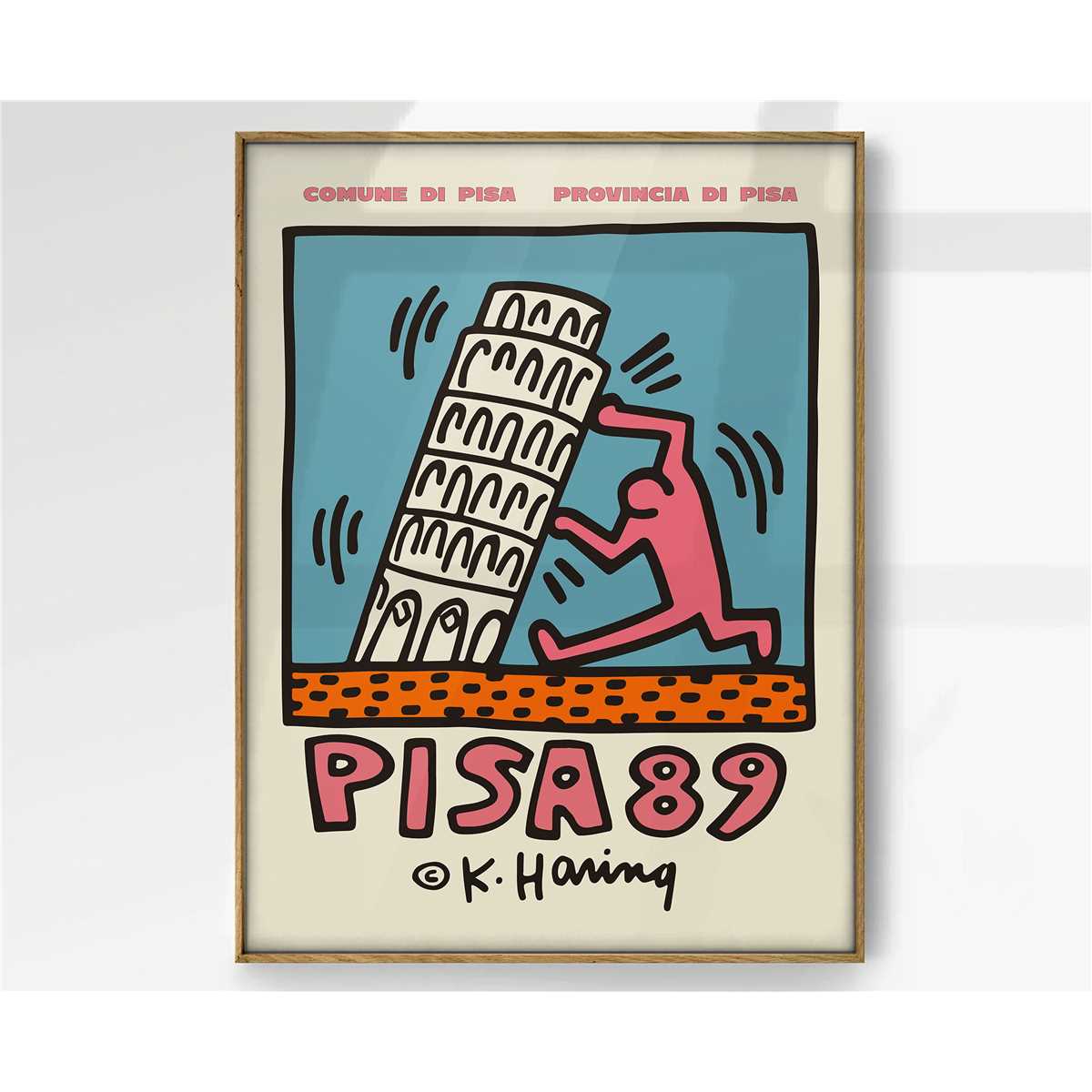 Keith Haring Pisa Tower Poster, Modern Art Poster, Colorful - Inspire ...