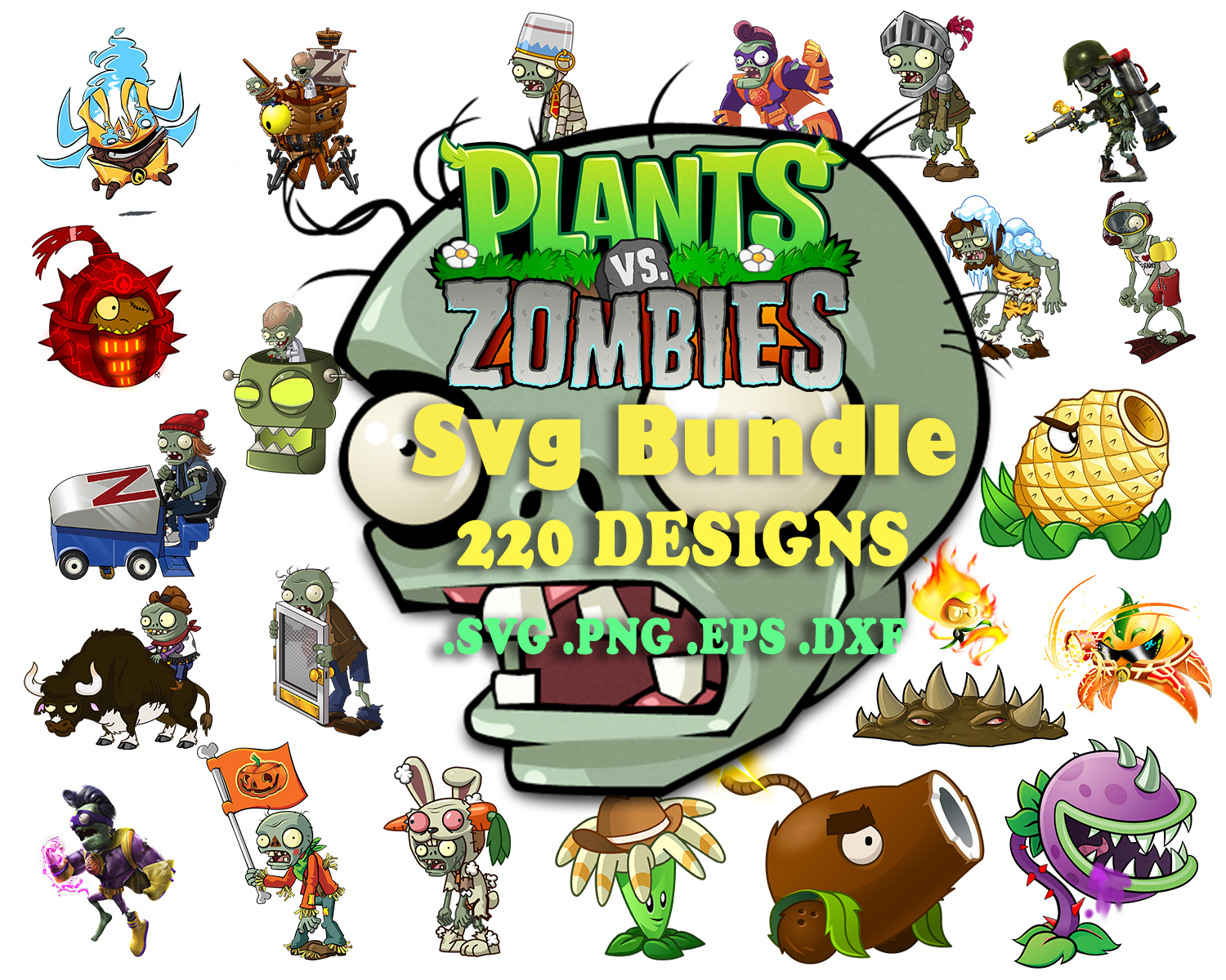 220 Files Plants vs Zombies Bundle SVG File Digital | Inspire Uplift