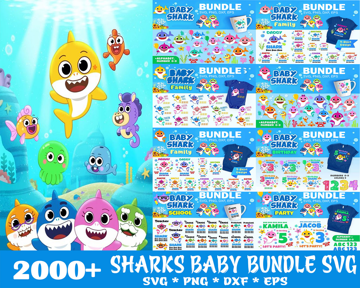 2000 Baby Sharks Mega Bundle Svg, Shark Bundle Files For Cri | Inspire ...
