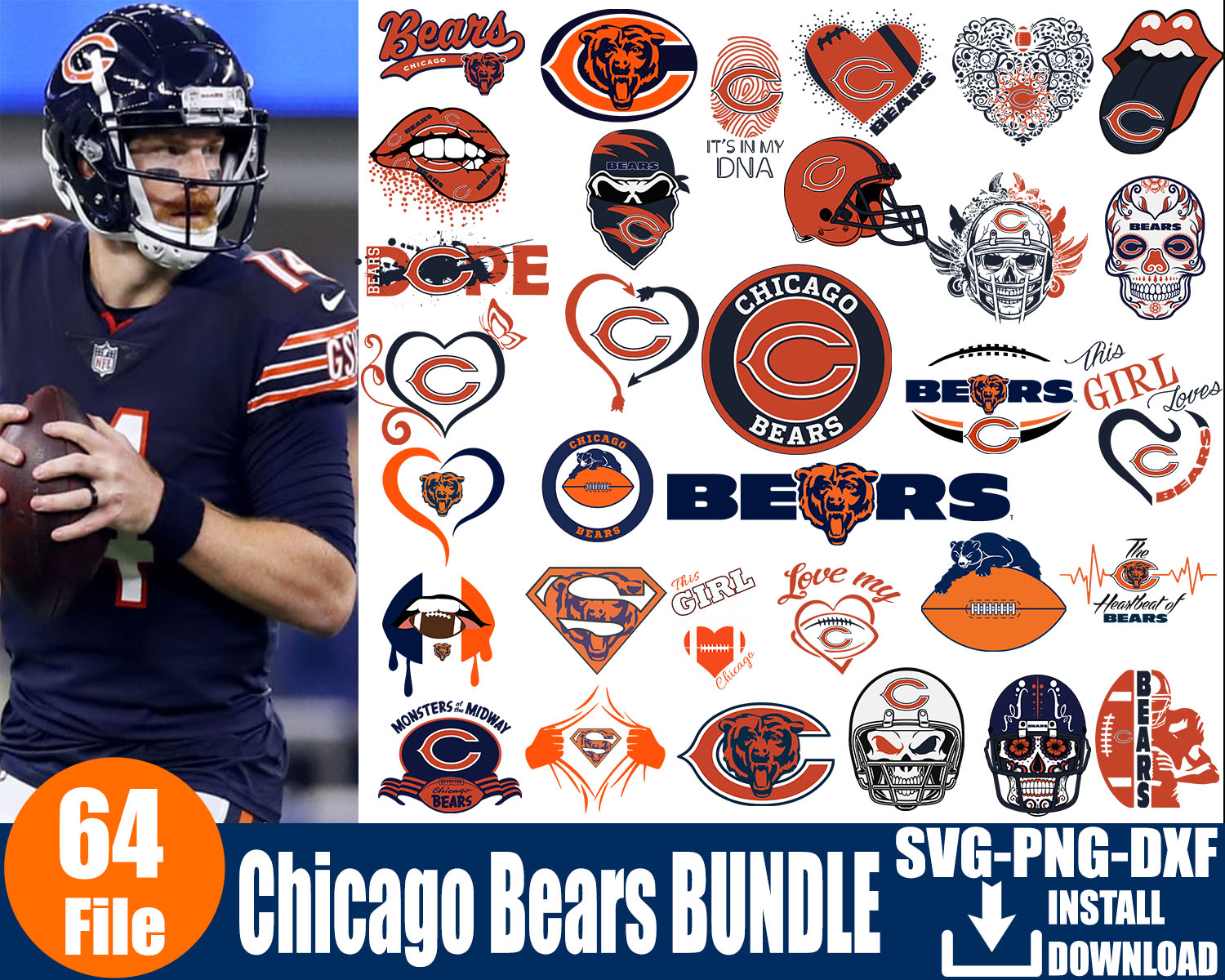 Bundle Chicago Bears Svg, Football Team Svg File | Inspire Uplift