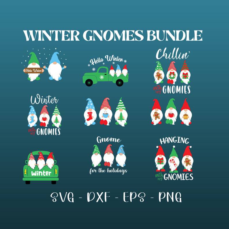 Christmas Gnome SVG Bundle, Christmas SVG Bundle, Gnomes Png | Inspire ...