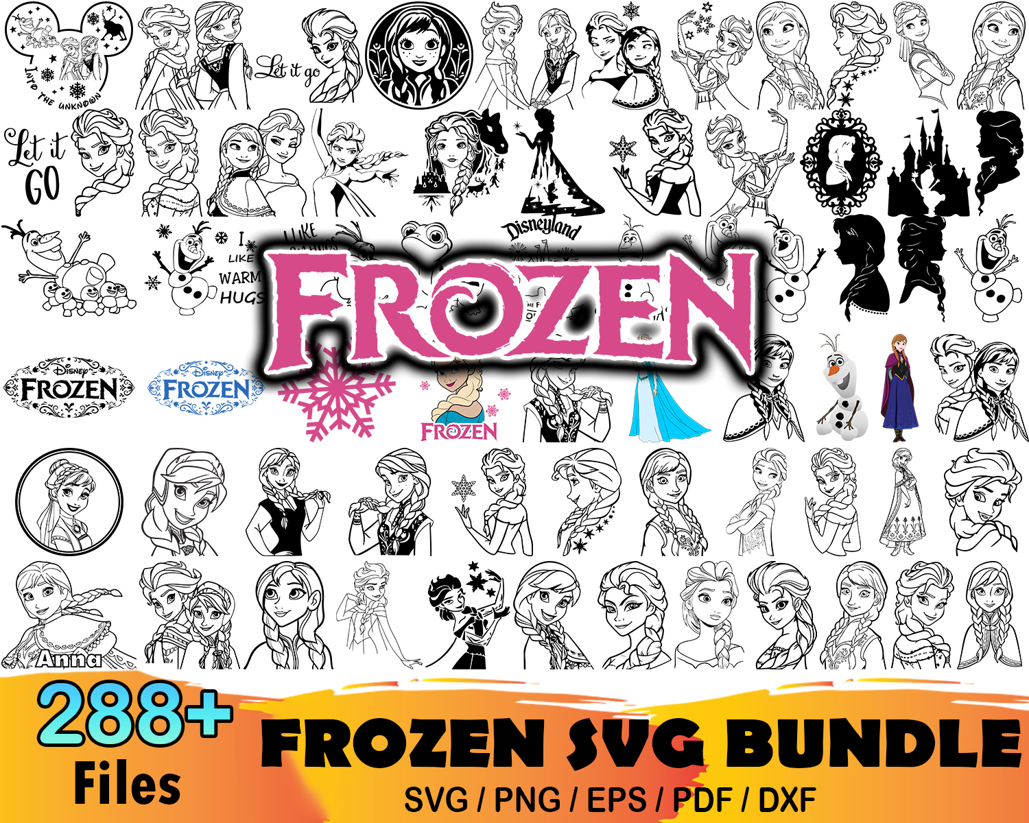 288 Files Frozen Bundle Svg, Disney Svg, Elsa Svg, Anna Svg | Inspire ...